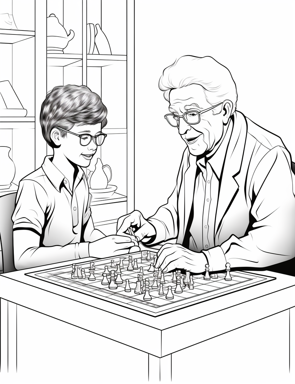 Color Craftables | Coloring Pages | People - Elders - Playing Chess