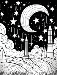 Color Craftables | Coloring Pages | Nature - Sky & Space - Starry Night