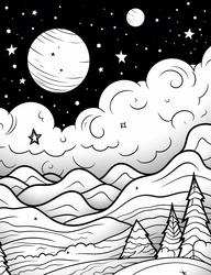 Color Craftables | Coloring Pages | Nature - Sky & Space - Starry Night