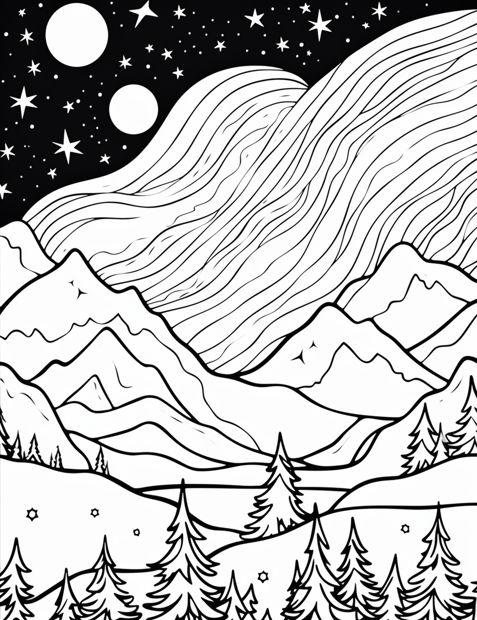 Color Craftables | Coloring Pages | Nature - Sky & Space - Starry Night