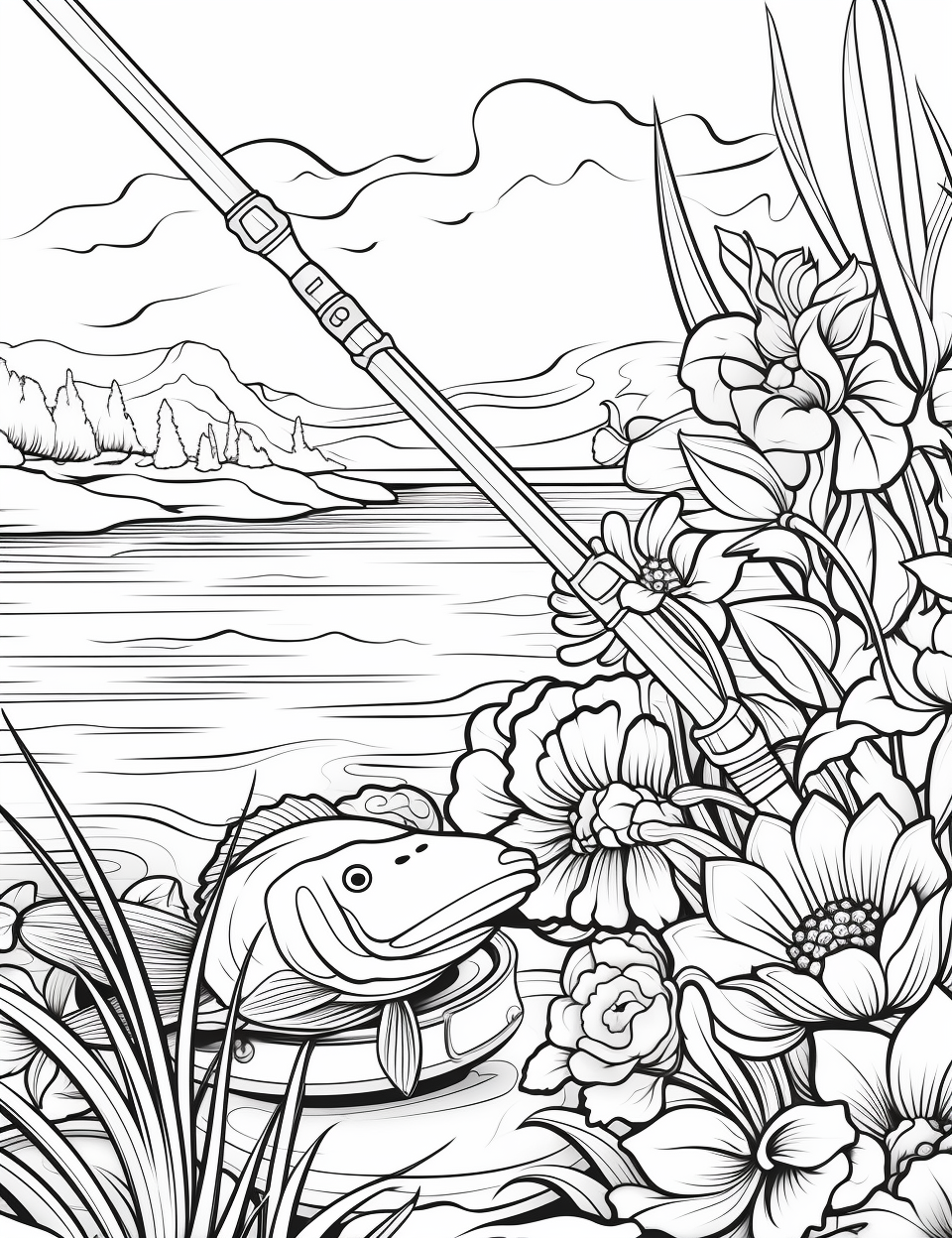 Color Craftables | Coloring Pages | Father's Day Fishing Rod Coloring Page