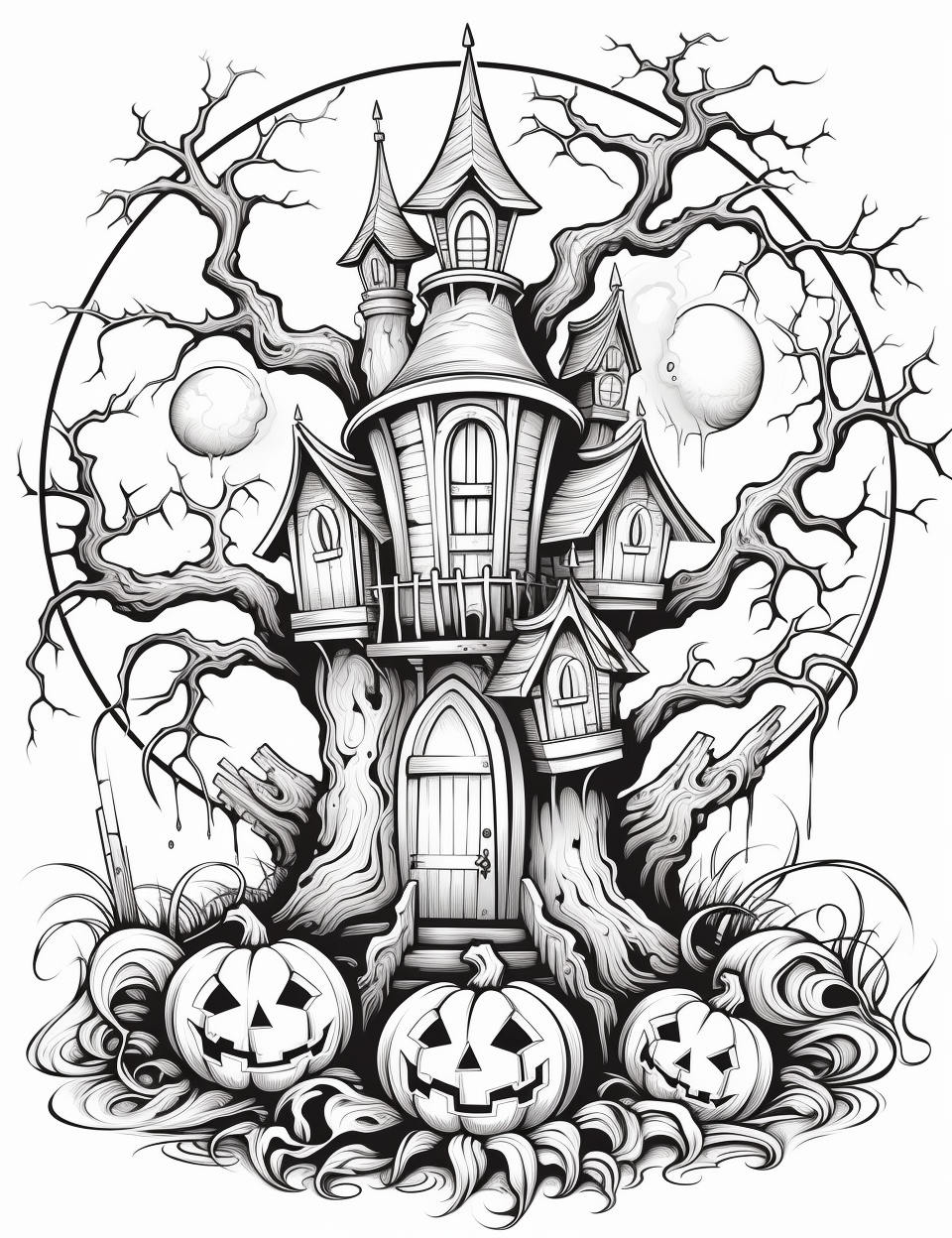 Color Craftables | Coloring Pages | Halloween Full Moon Coloring Page