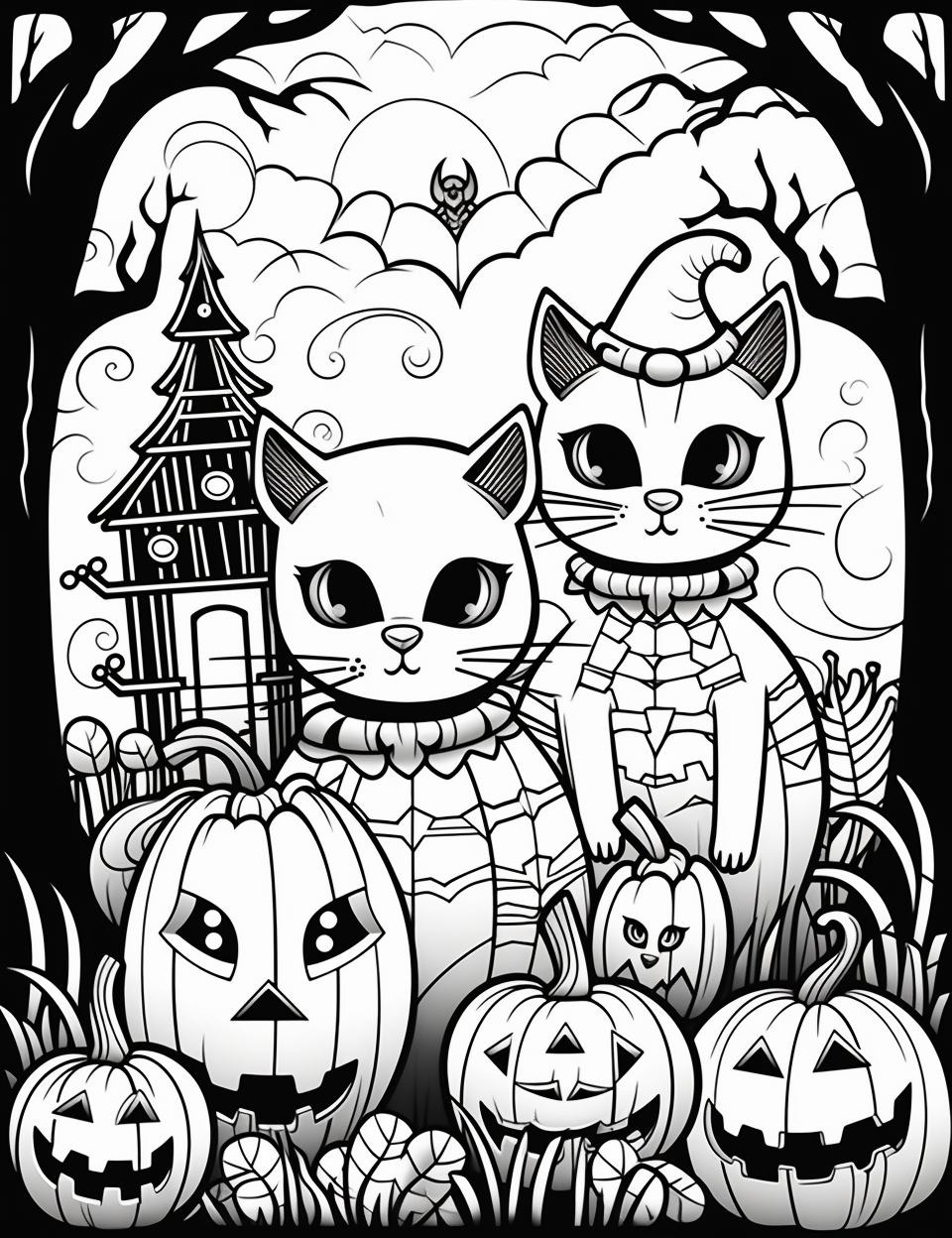 Color Craftables | Coloring Pages | Holiday - Halloween - Black Cats