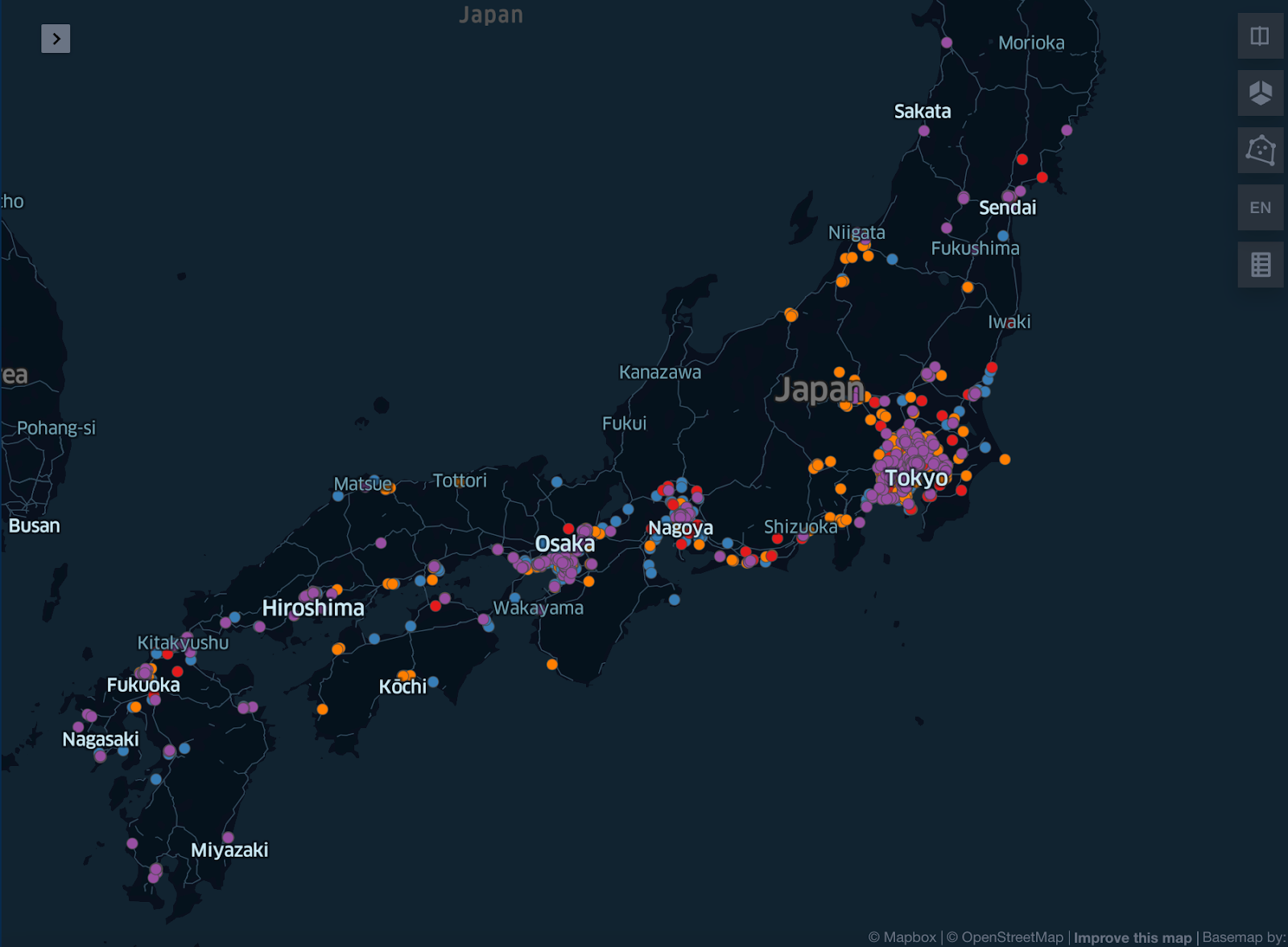 Japan - Convenience Stores Dataset disaggregated by chain name