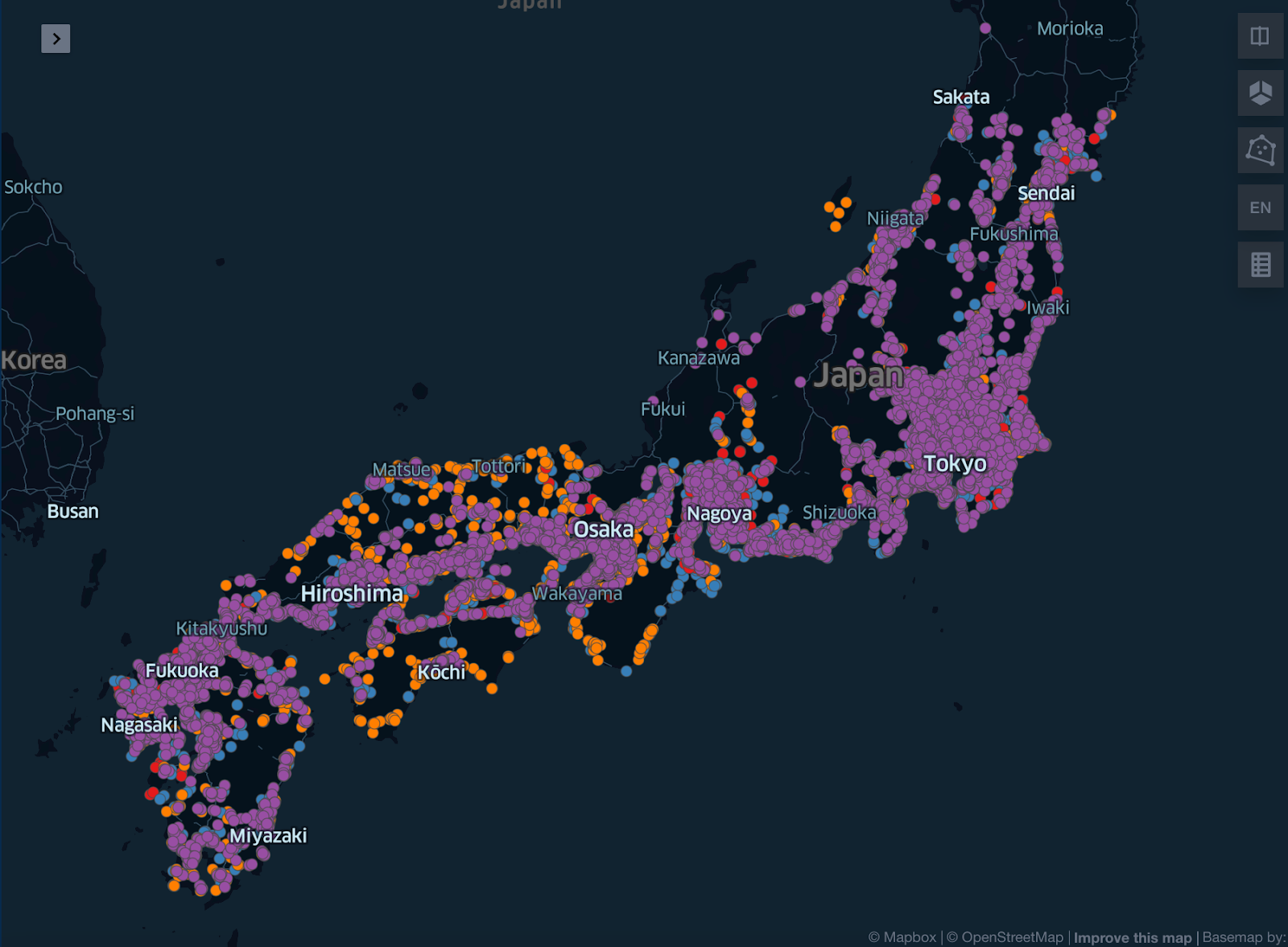 Japan - Convenience Stores Dataset disaggregated by chain name
