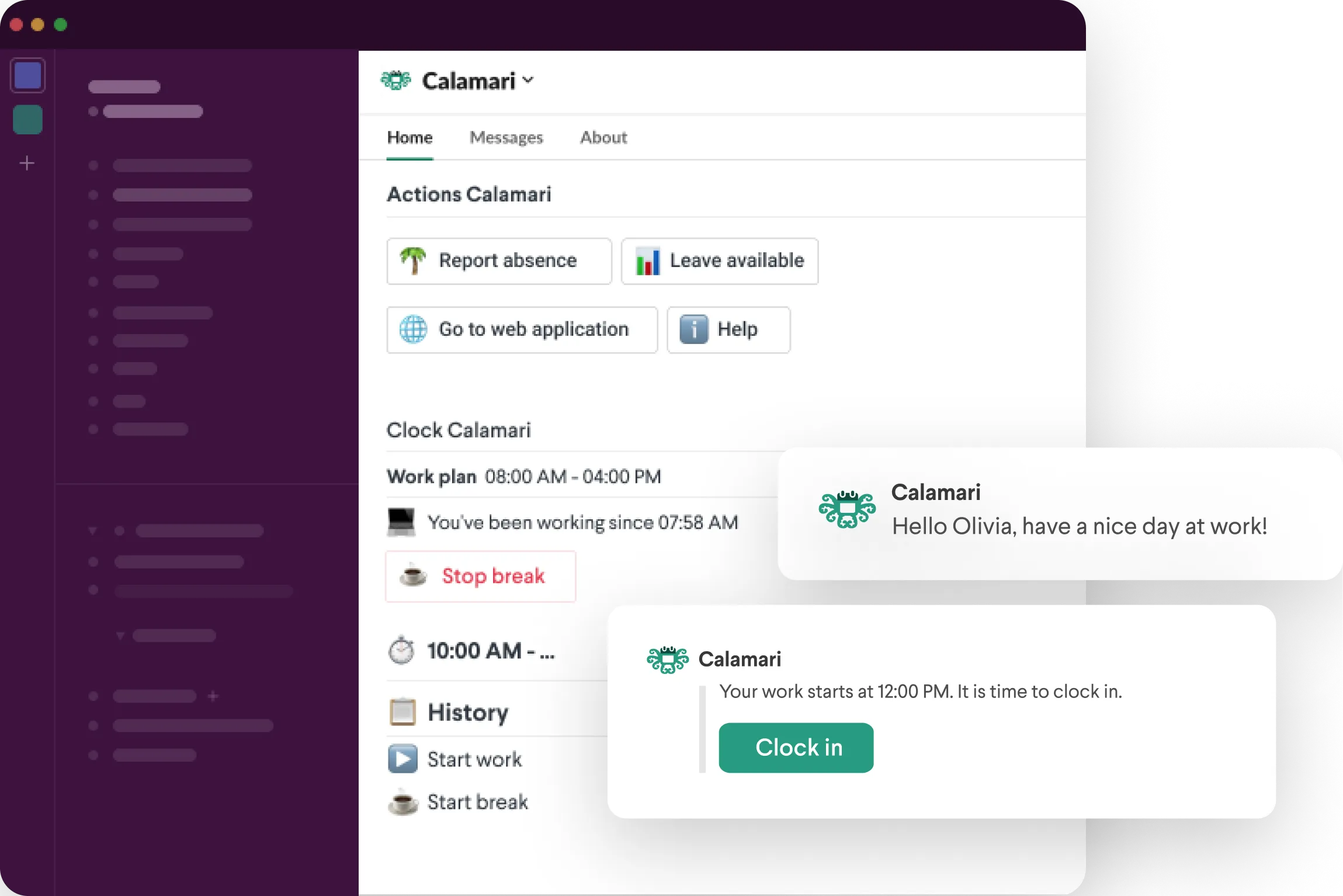 Track Time Off and Attendance with Slack | Calamari