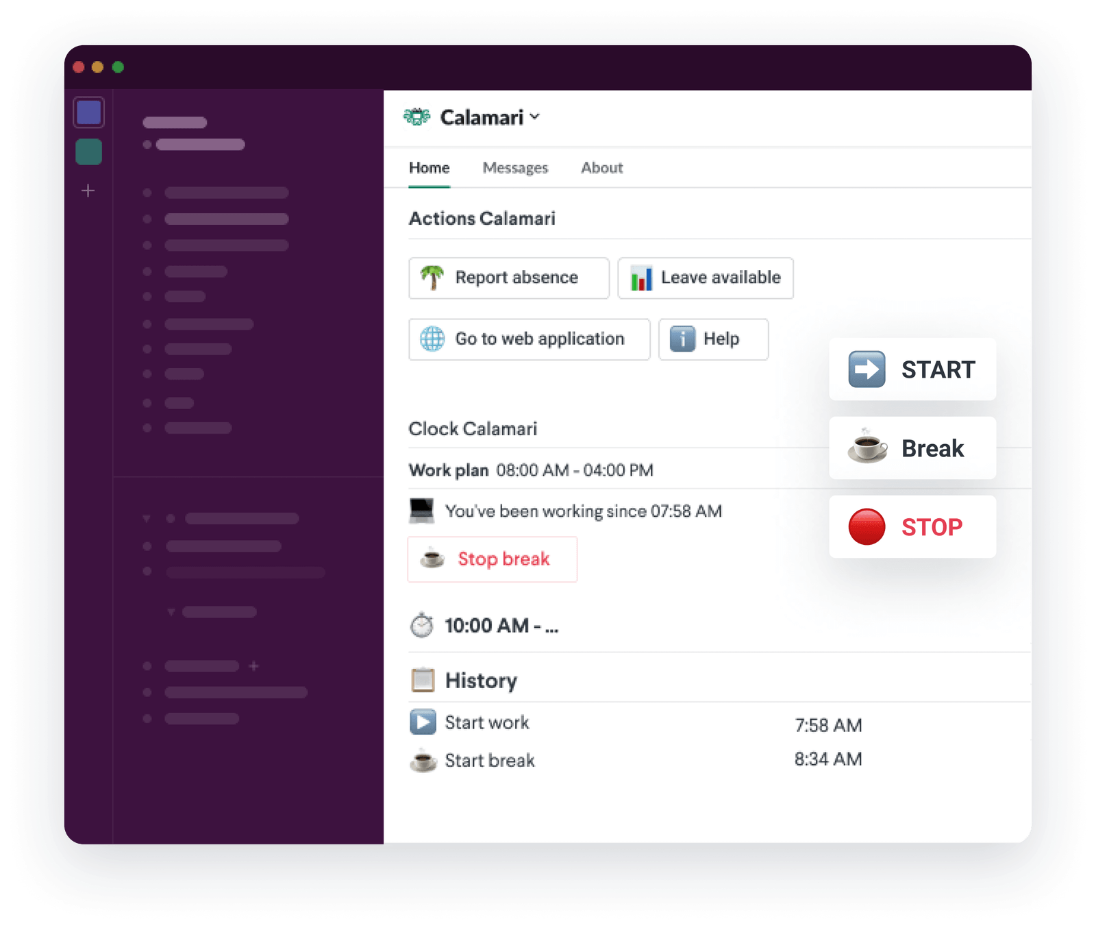 Track Time Off and Attendance with Slack | Calamari