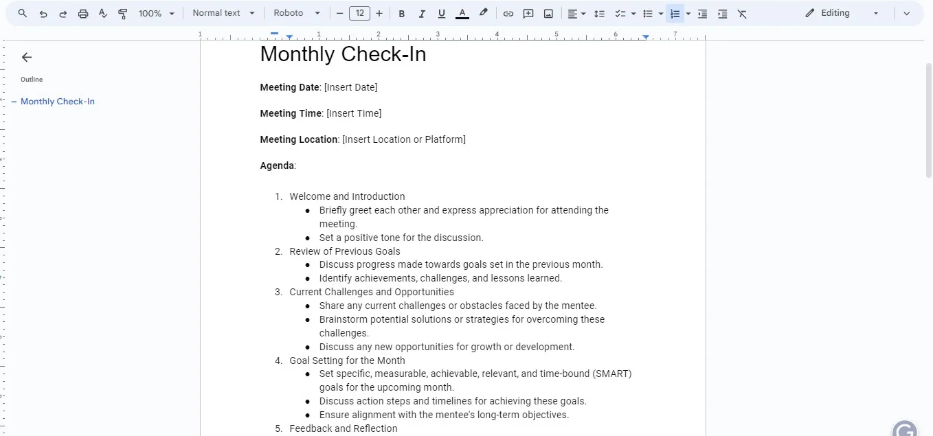 Mentor Meeting Template: Guide And Tips