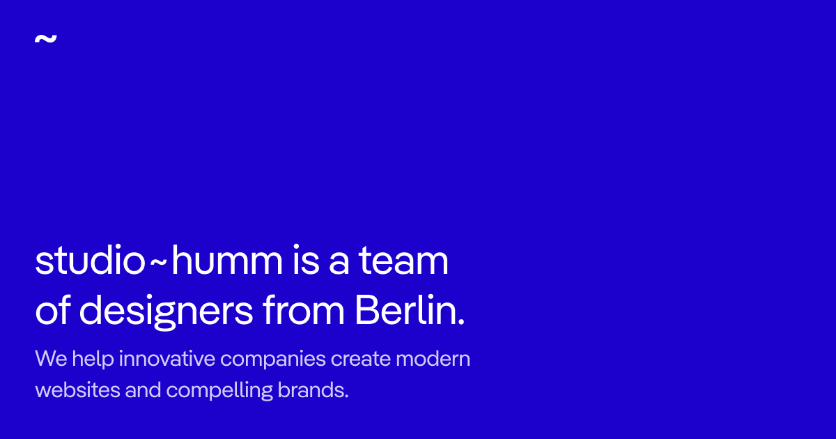 studio~humm: brand & website design agency from Berlin