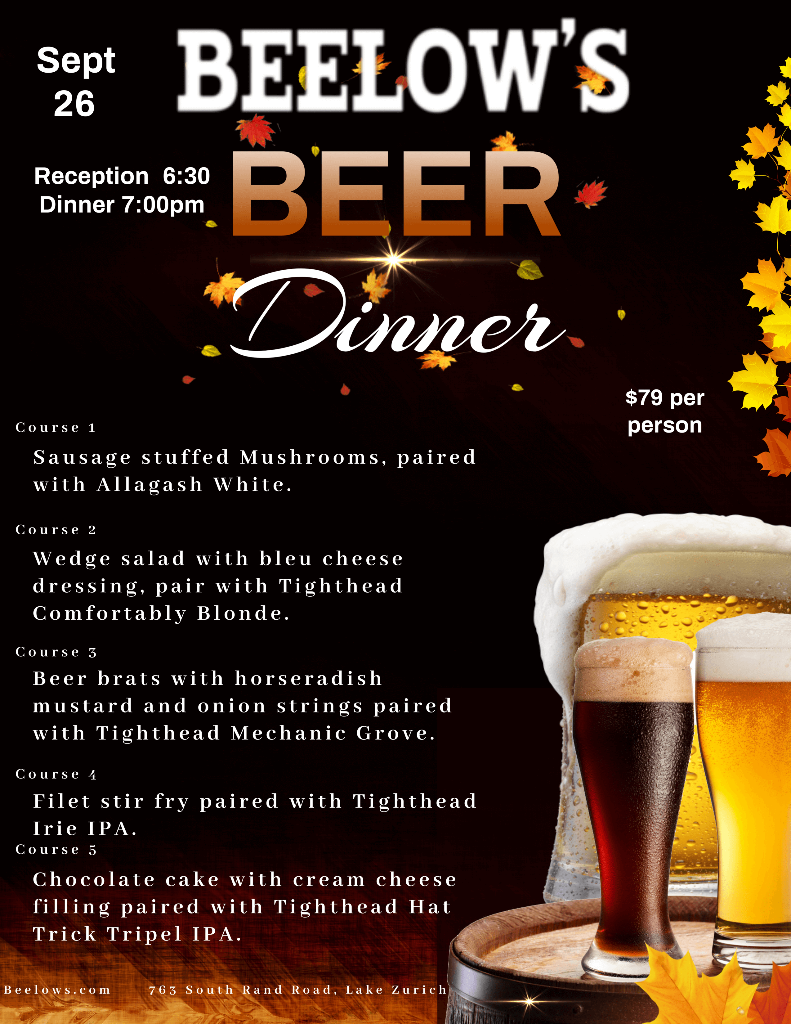 Beelow's Steakhouse Full Event List | Join Us!