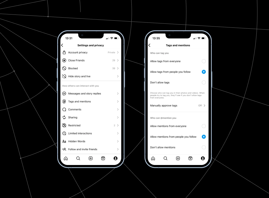 How to change "Tags and Mentions" Settings on Instagram? - Spikerz