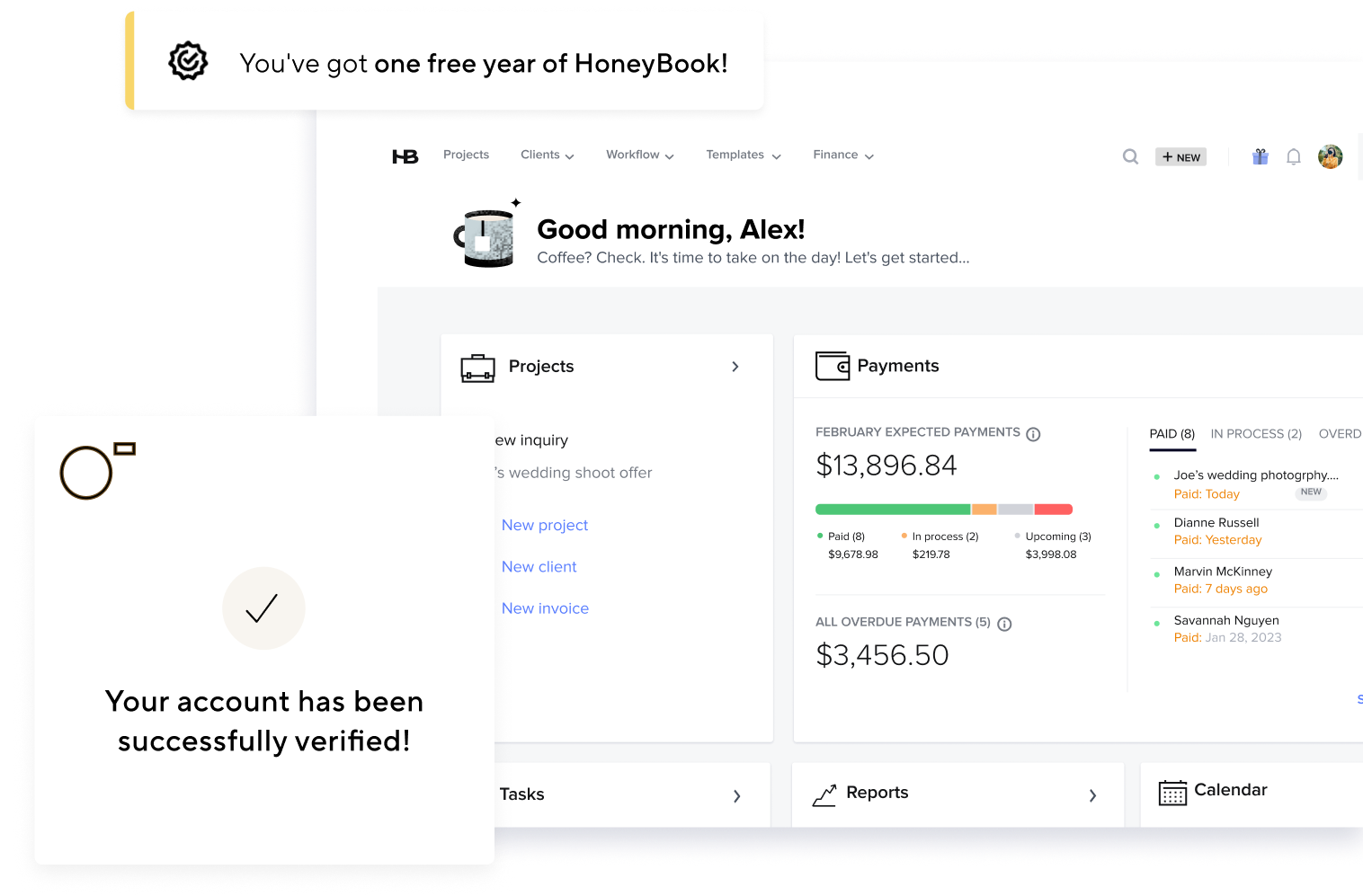 One Year Free of HoneyBook for Pro Users