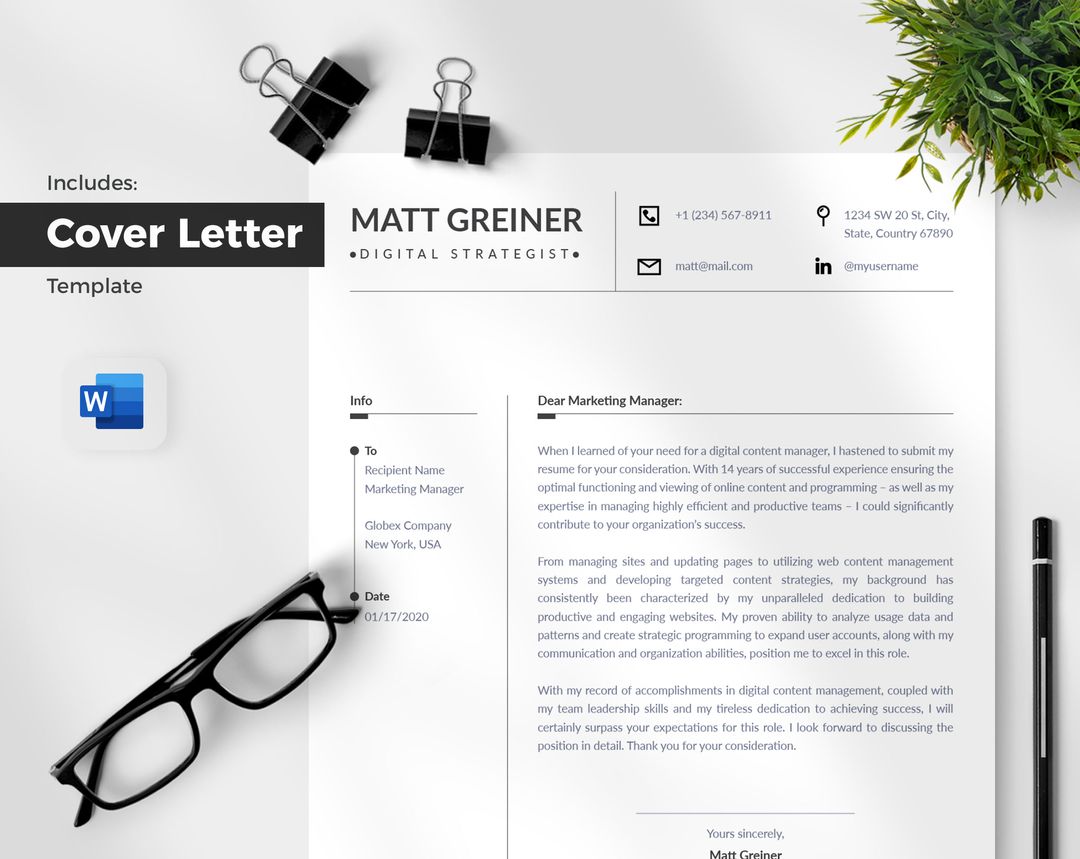 Minimal Linear Resume Template | Digital Products with Reselling Rights ...