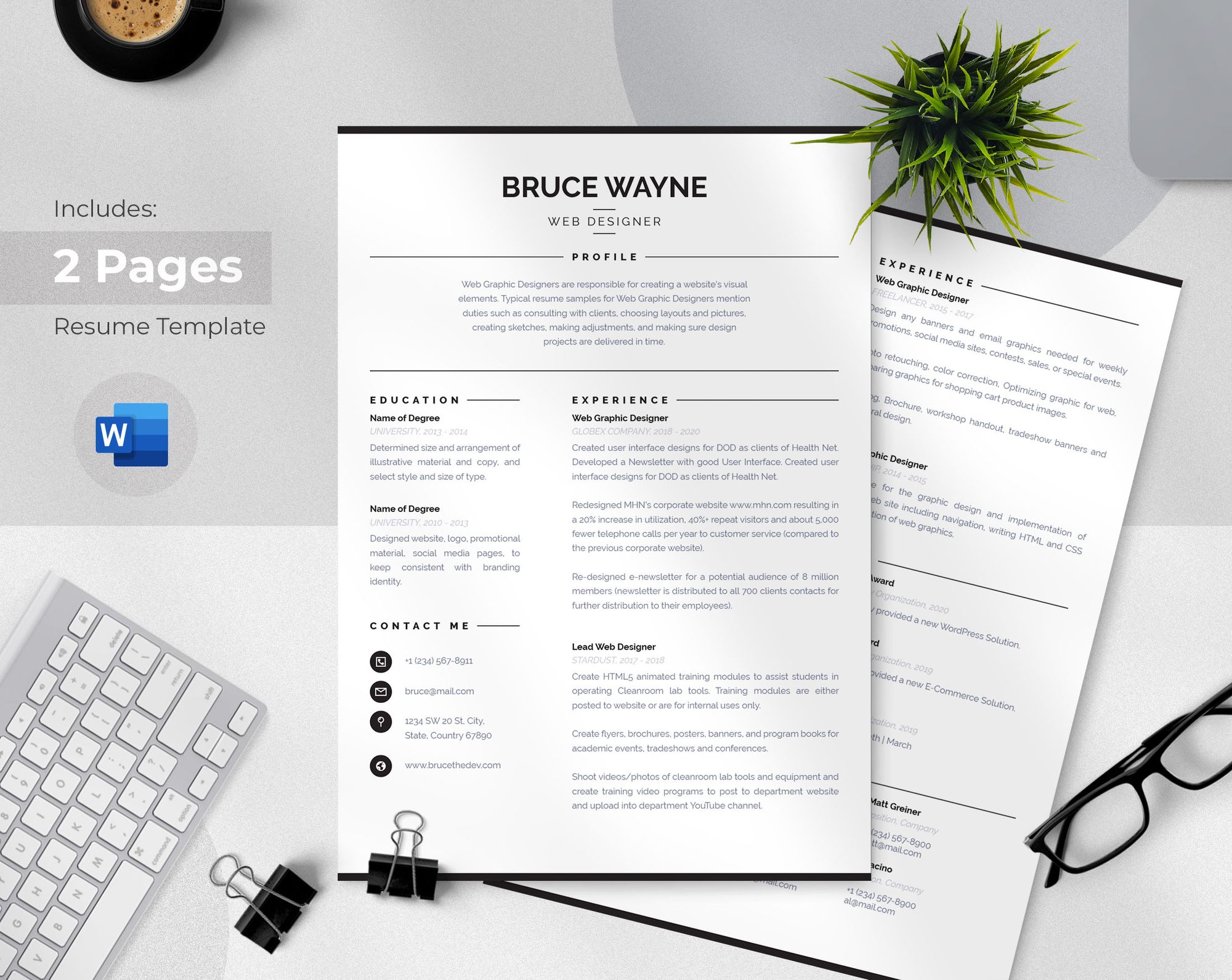Minimal Web Designer Resume Template | Digital Products with Reselling ...