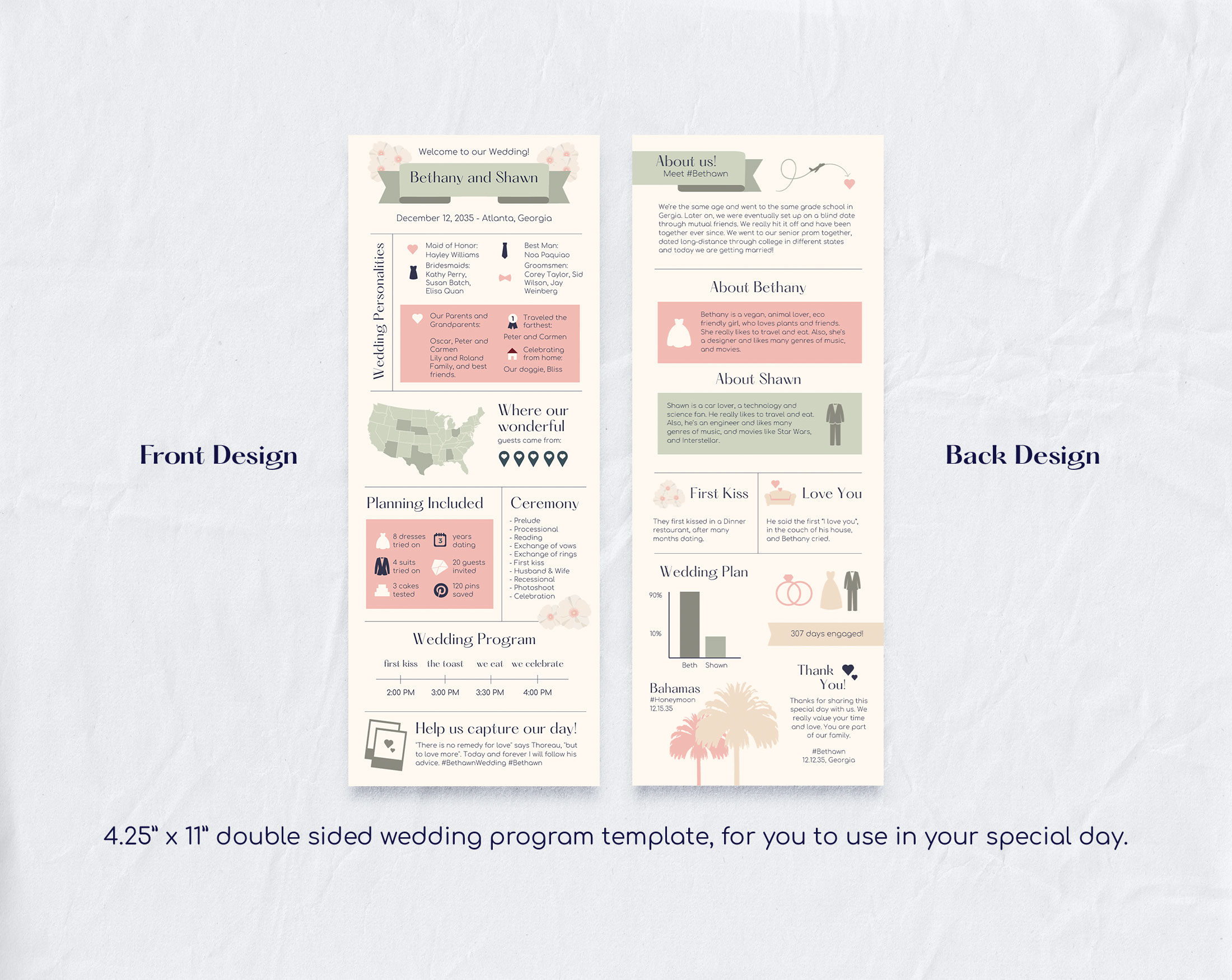 Avah Infographic Wedding Program Template | Digital Products with Reselling Rights (PLR)