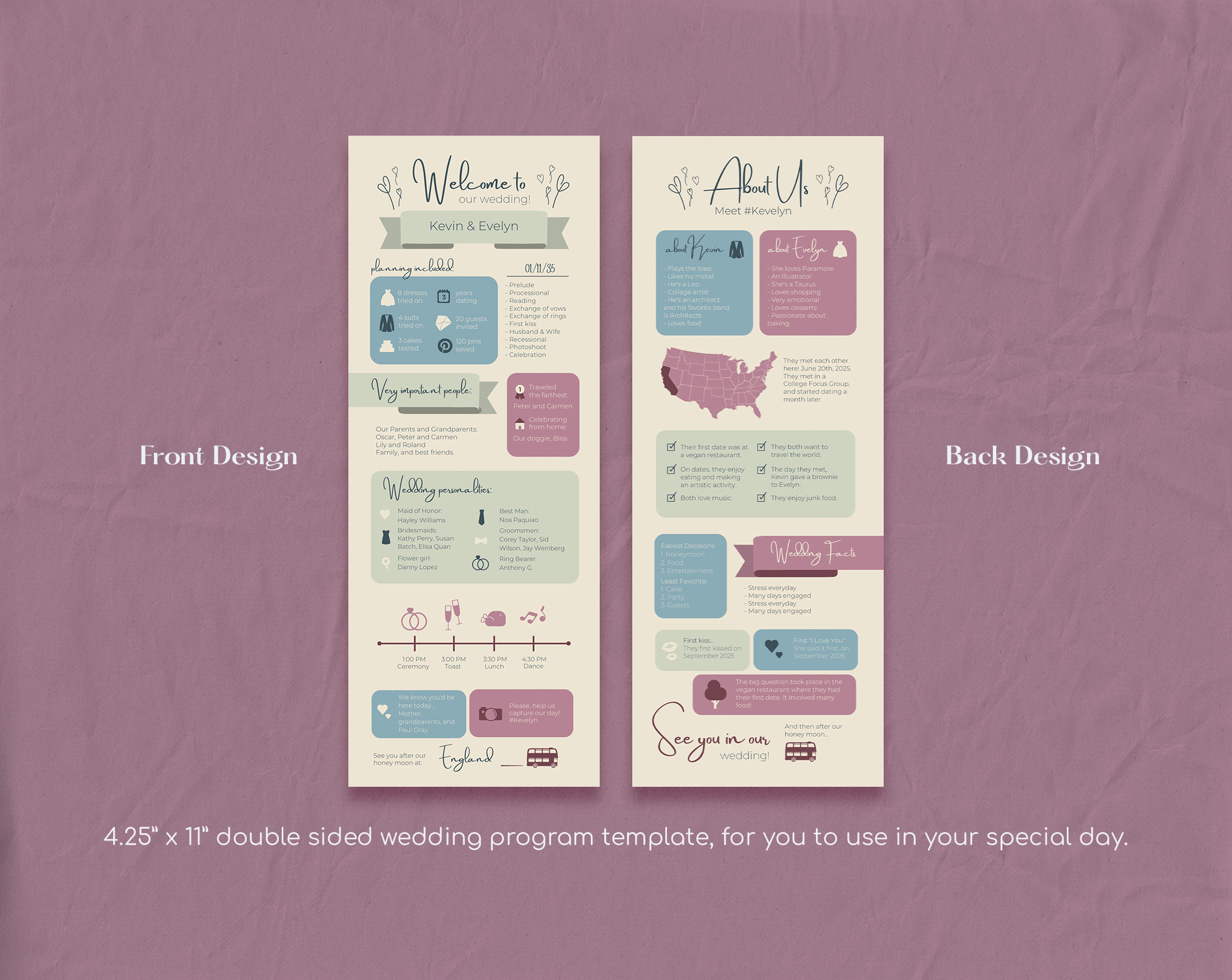 Catherine Infographic Wedding Program Template | Digital Products with ...