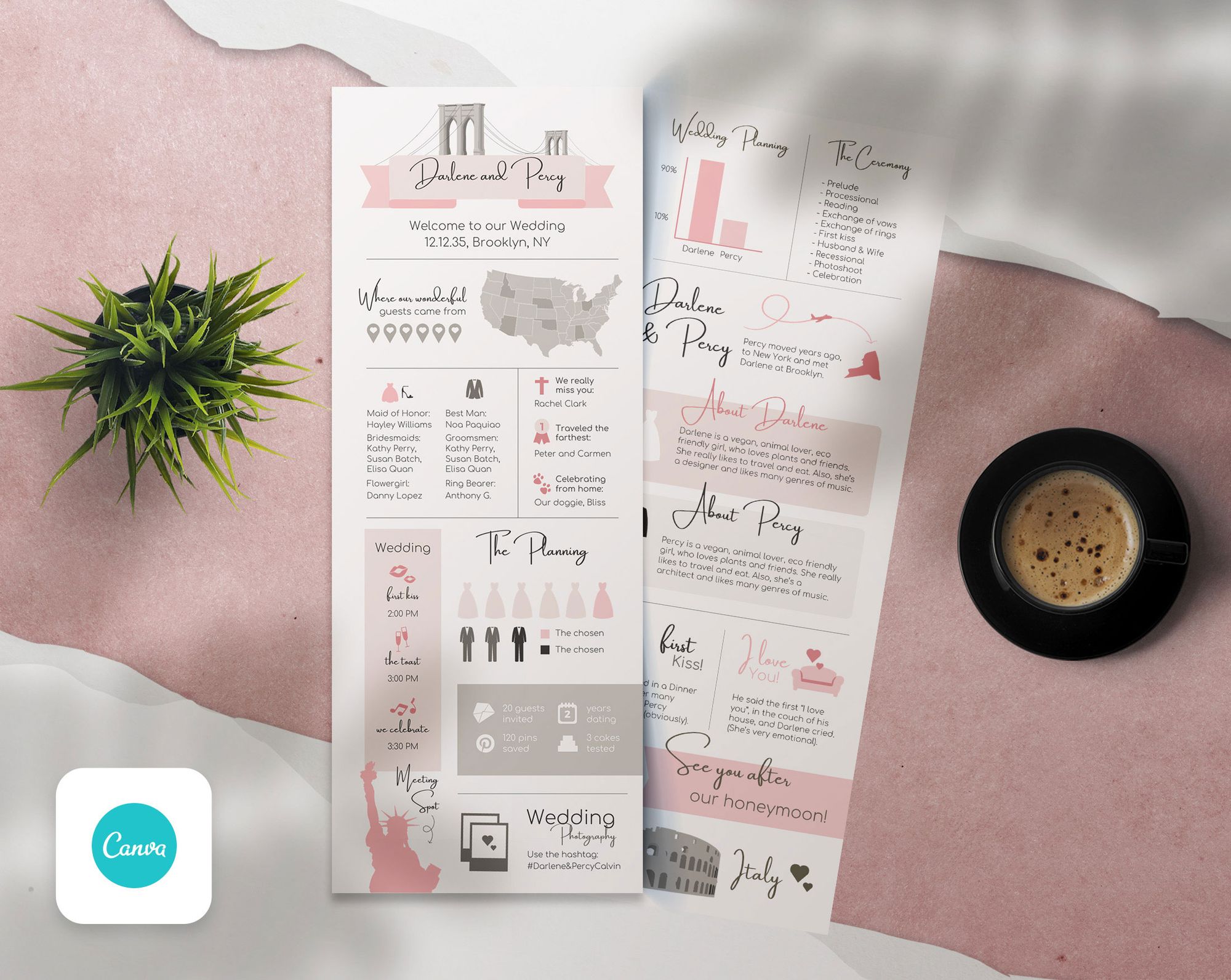 Gracie Infographic Wedding Program Template | Digital Products with ...