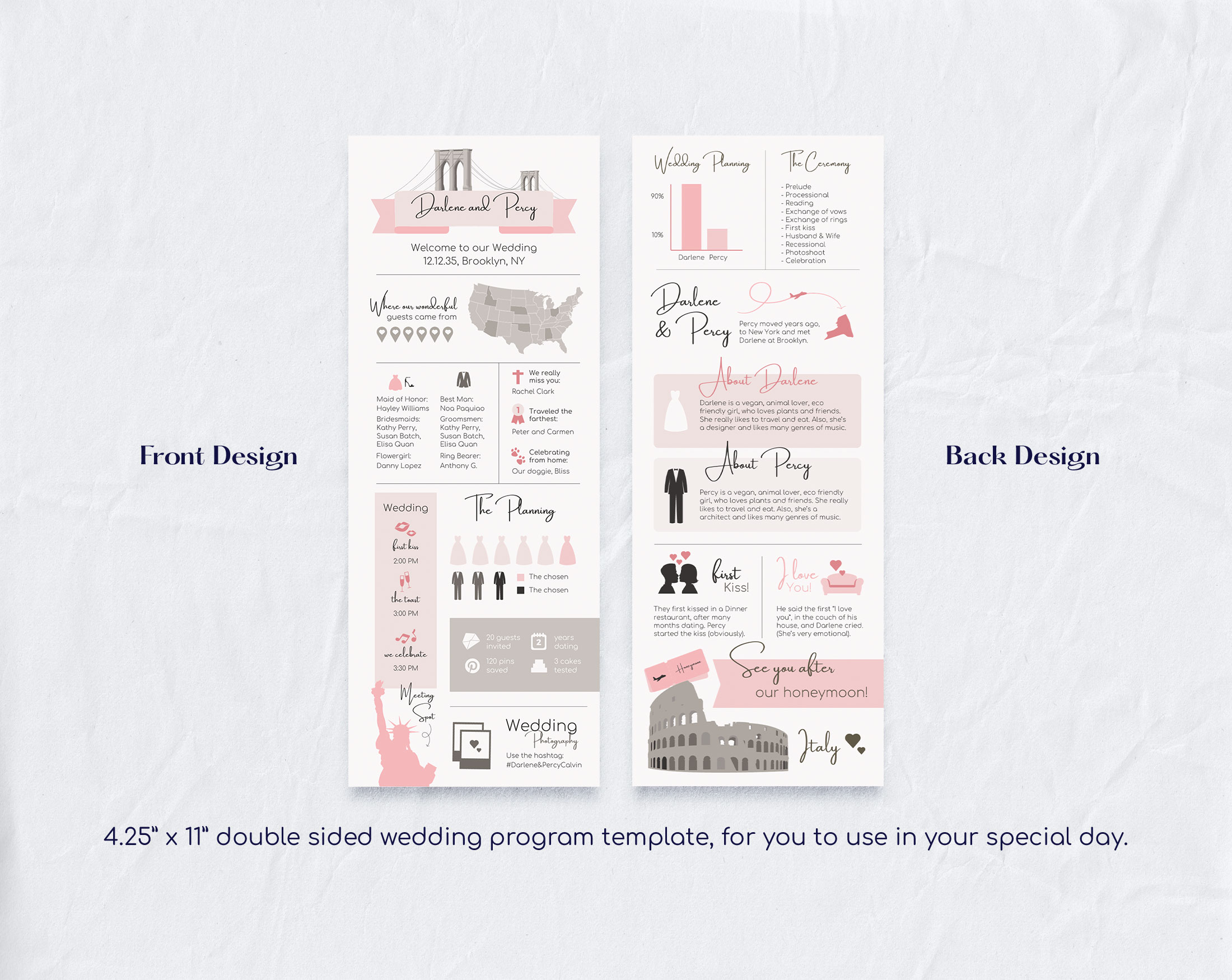 Gracie Infographic Wedding Program Template | Digital Products with ...