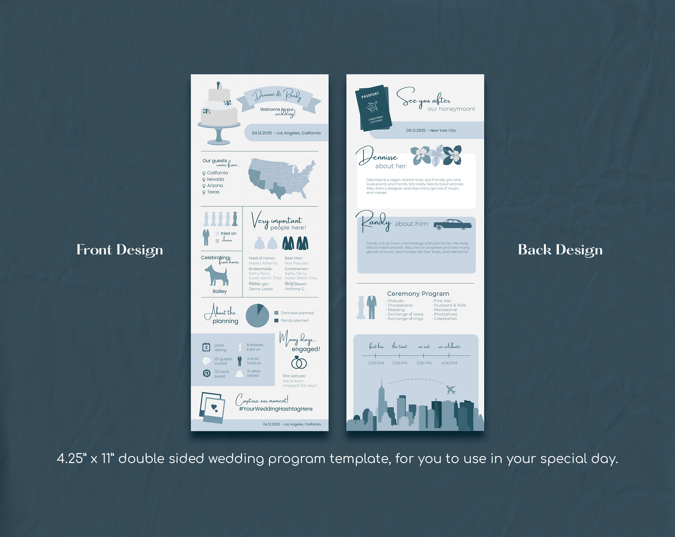 Tiffany Infographic Wedding Program Template | Digital Products with ...