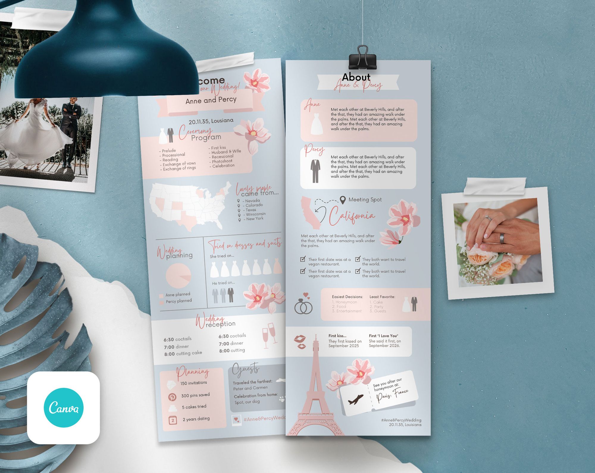 Valerie Infographic Wedding Program Template | Digital Products with ...