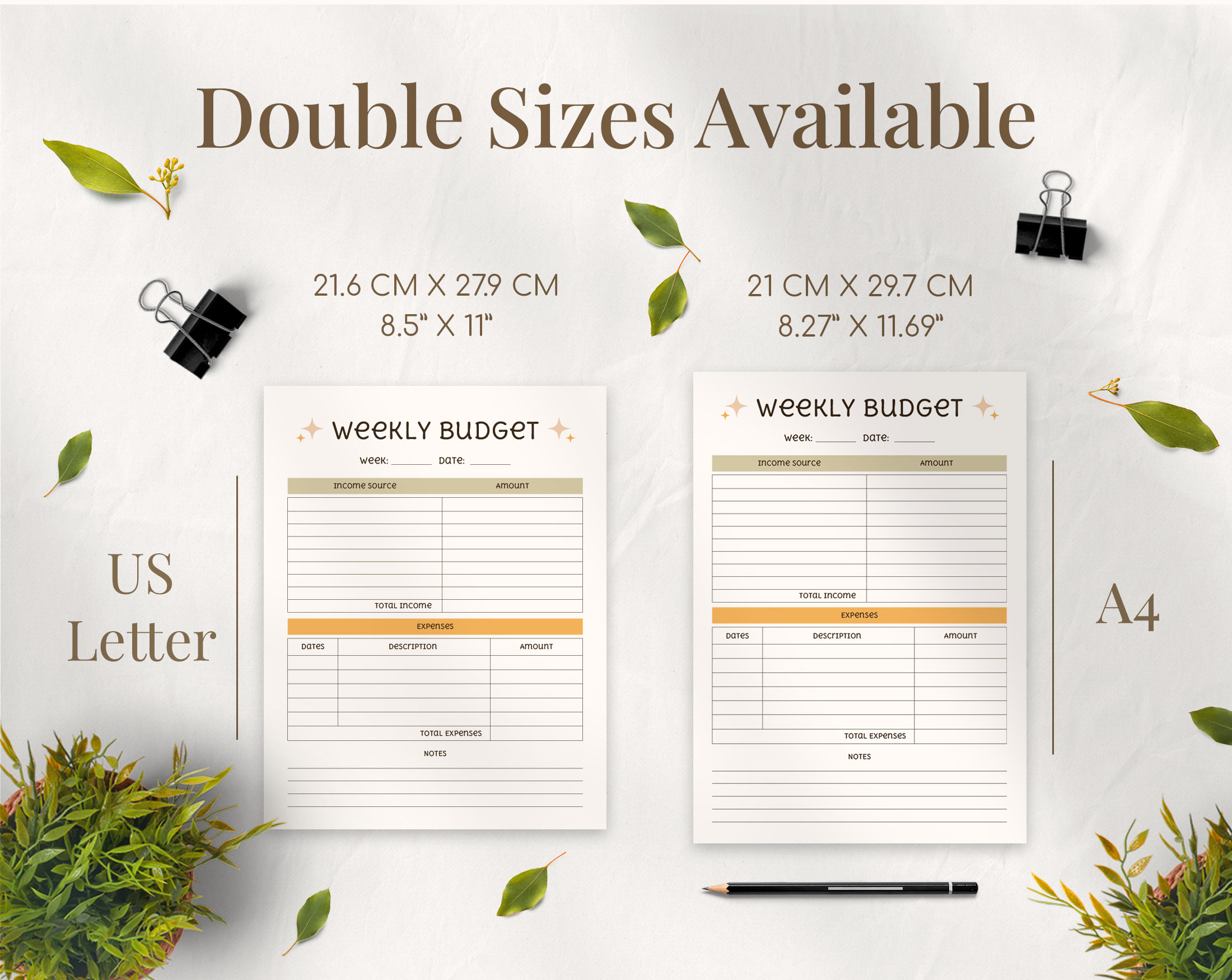 Autumnal Weekly Budget - Printable Template | Digital Products with ...