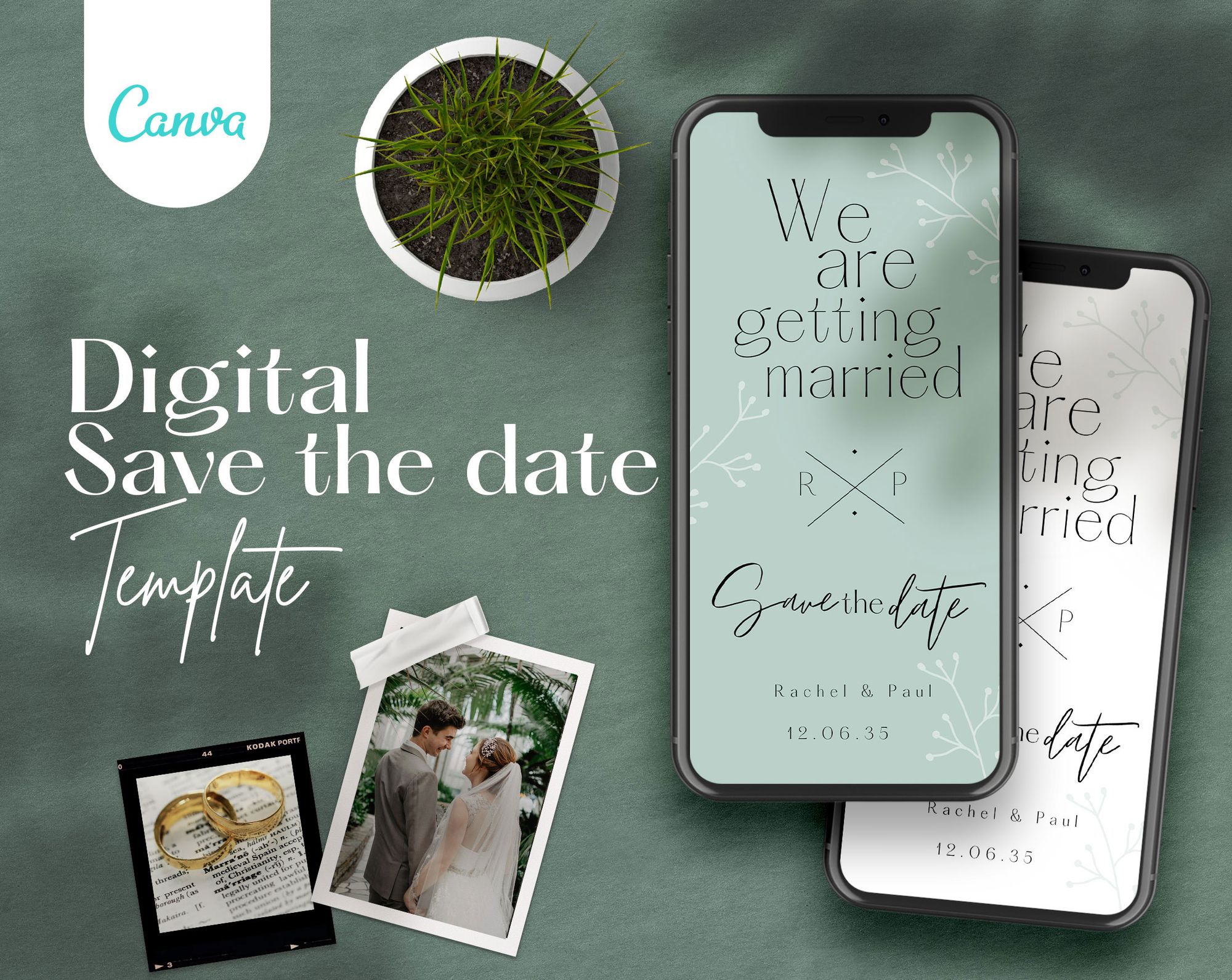 Winter Wedding Digital Save The Date Template | Digital Products with ...