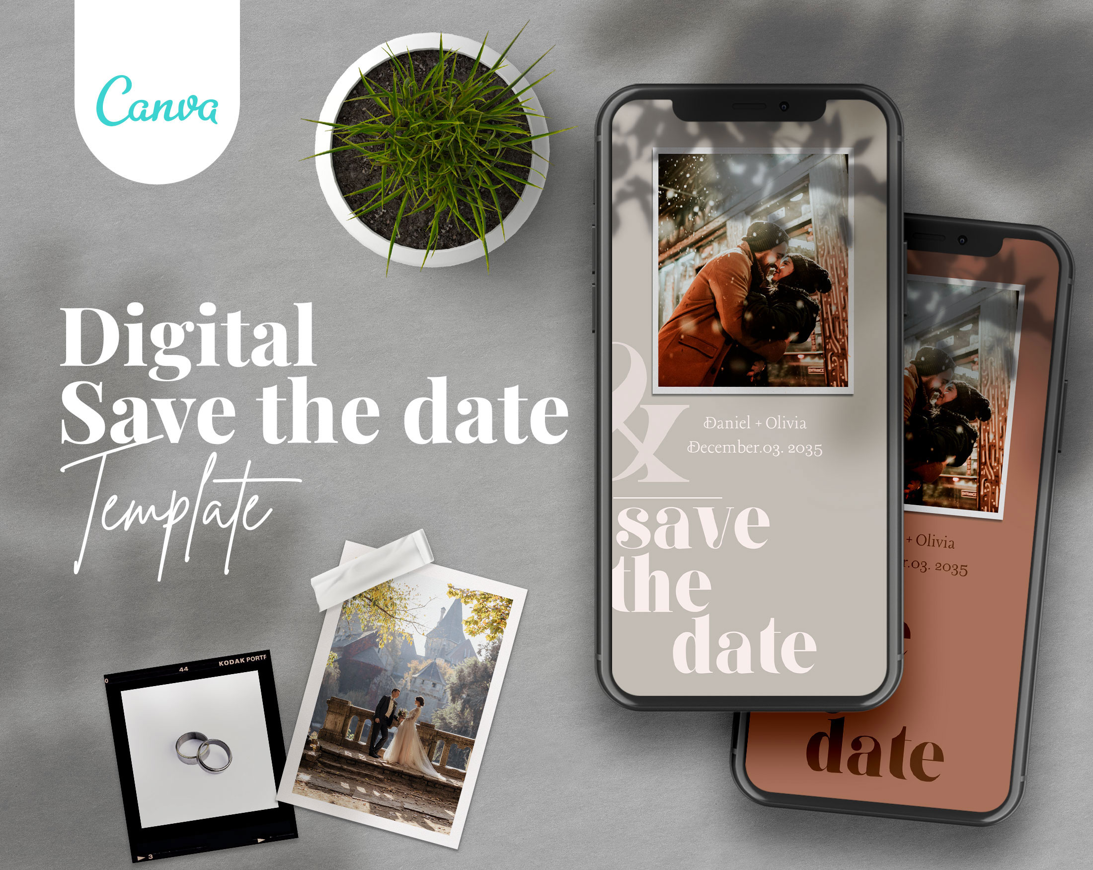 Cozy Winter Digital Save The Date Template | Digital Products with ...