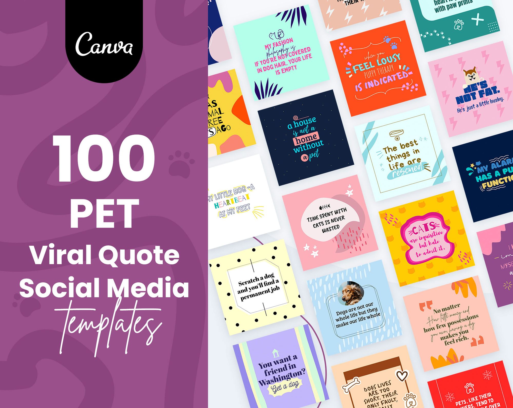 Pet Viral Quotes Social Media Canva Templates | Digital Products with ...