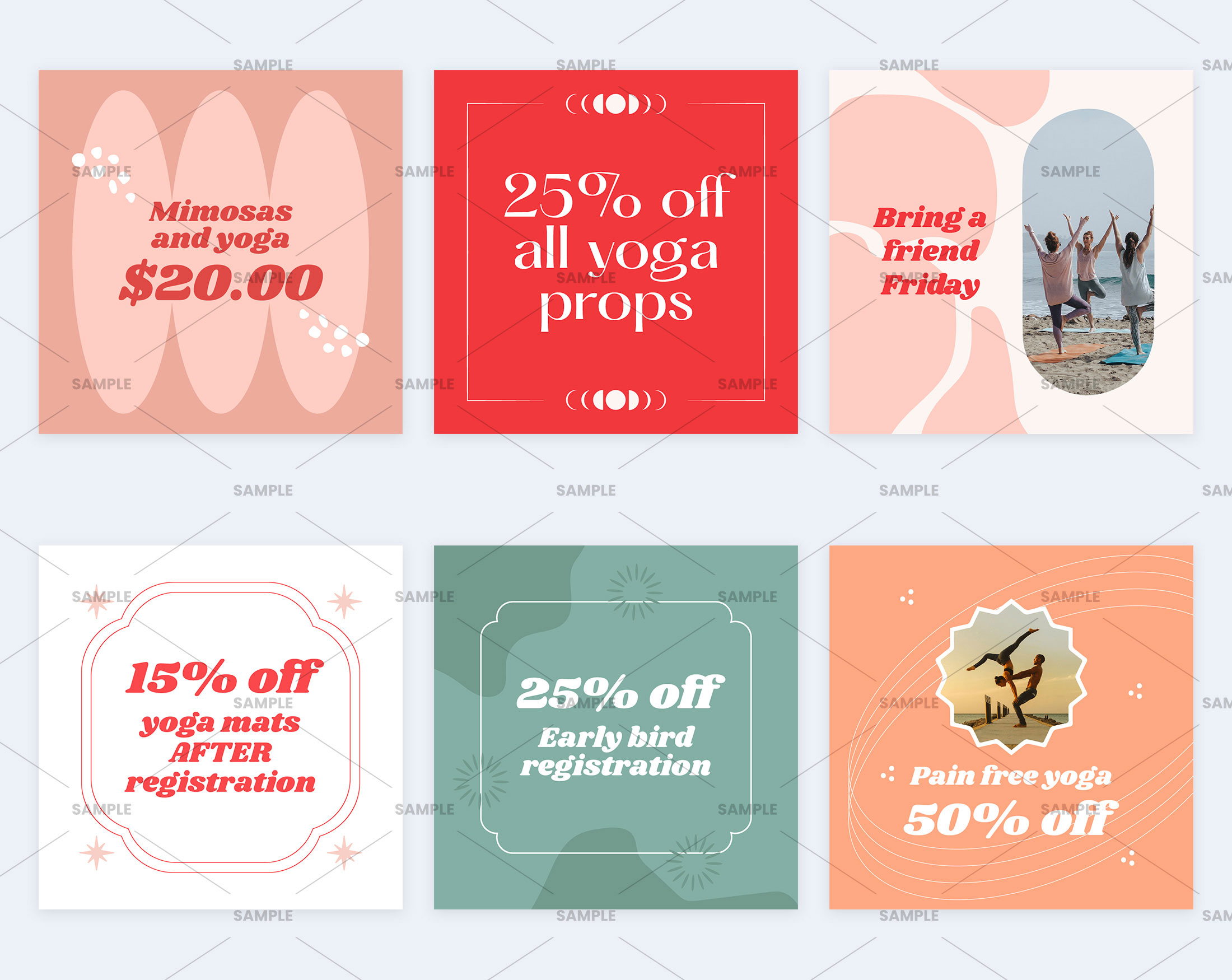 Yoga Promotion Posts Social Media Canva Templates | Digital Products ...