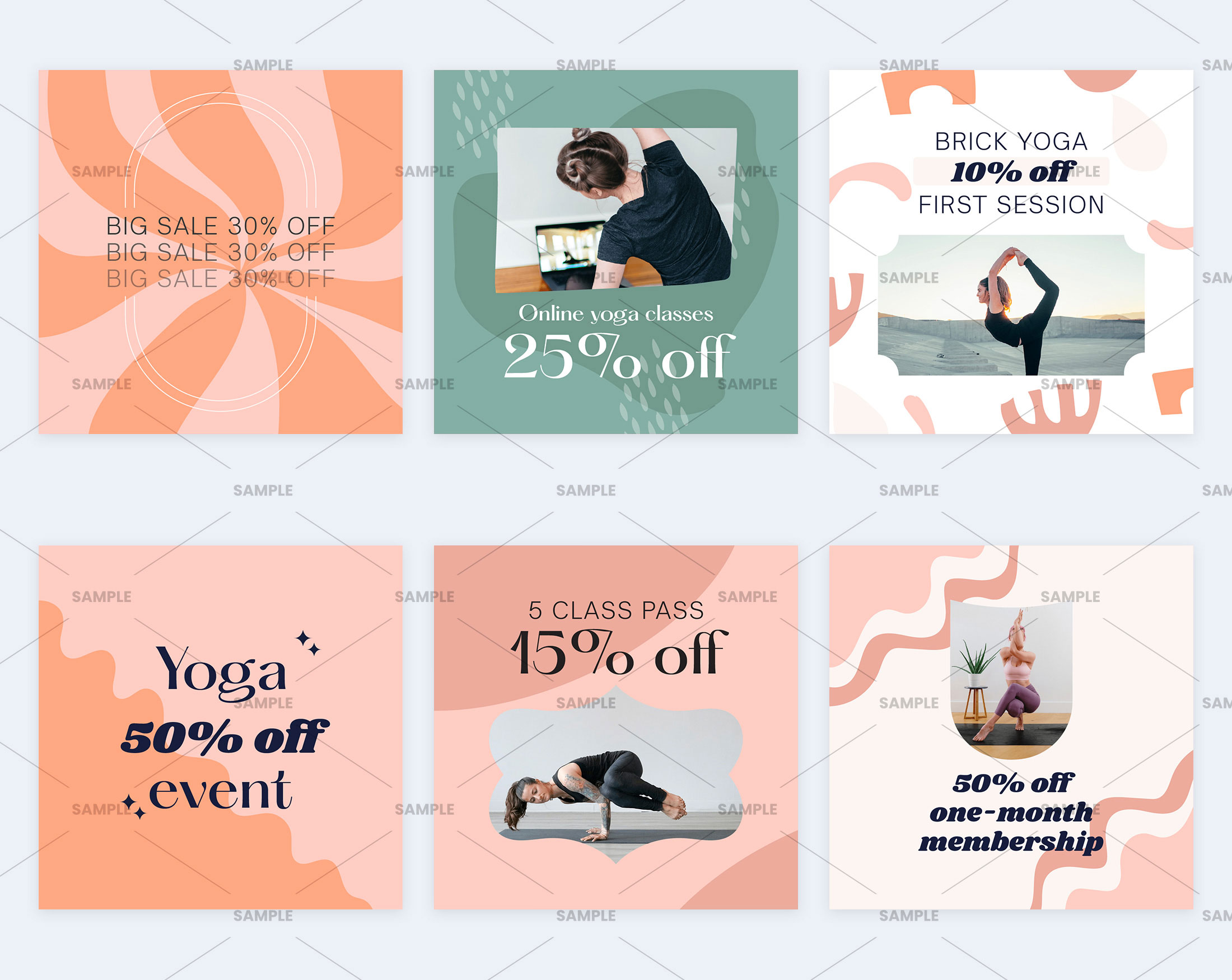 Yoga Promotion Posts Social Media Canva Templates | Digital Products ...