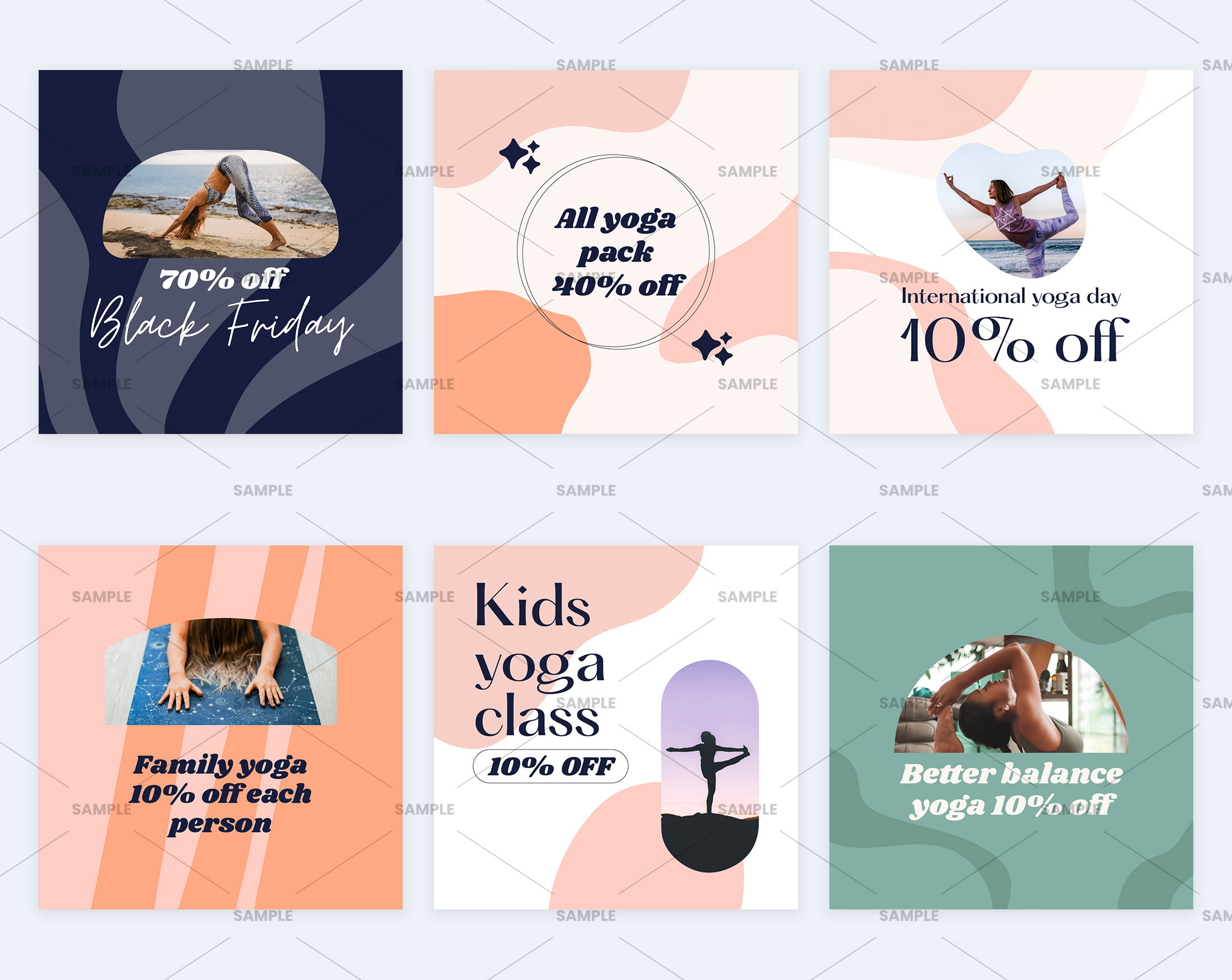 Yoga Promotion Posts Social Media Canva Templates | Digital Products ...