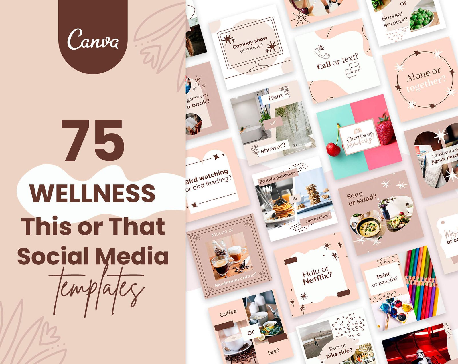 Wellness This or That Social Media Canva Templates | Digital Products ...