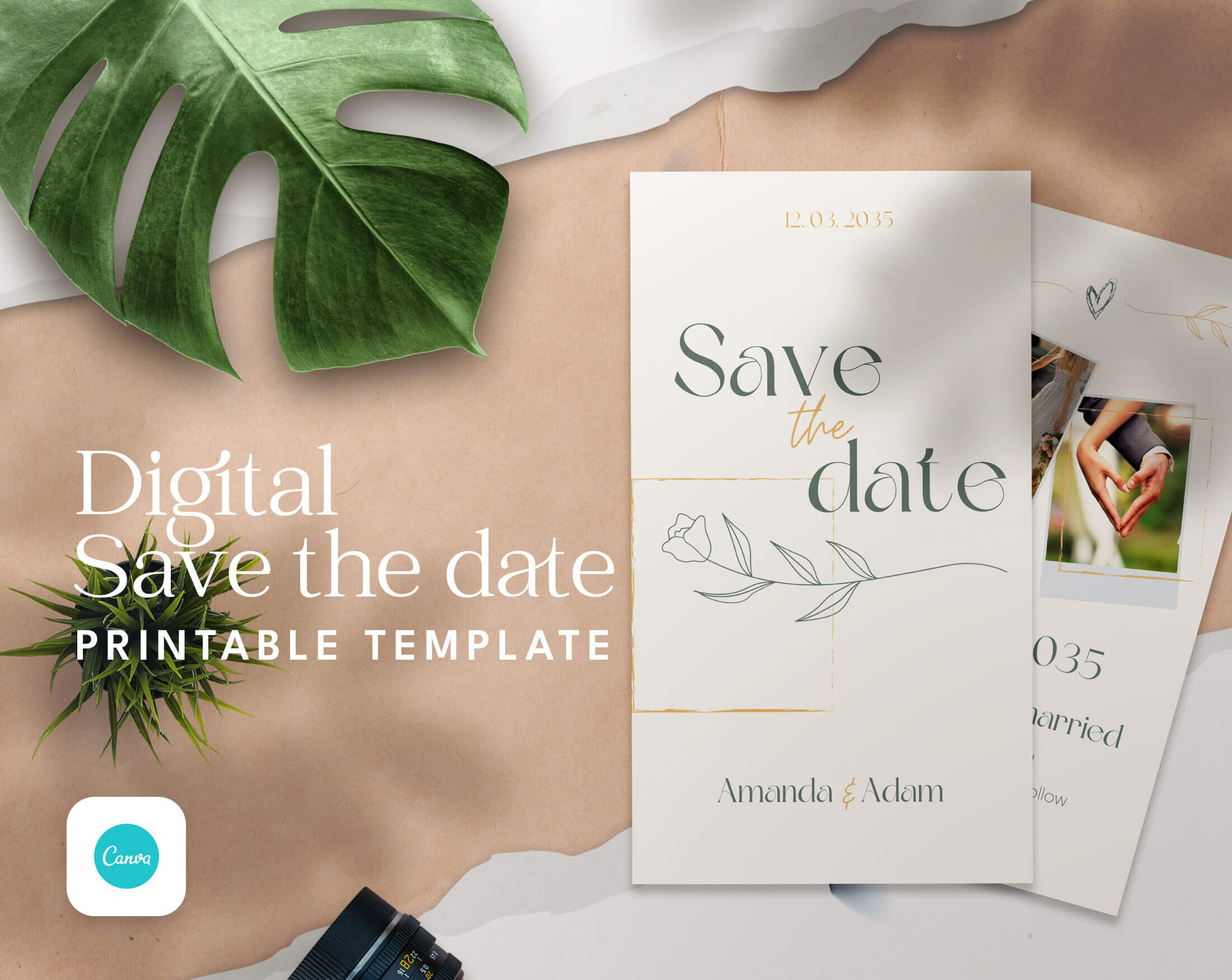 Delicate Save The Date Card Template | Digital Products with Reselling ...