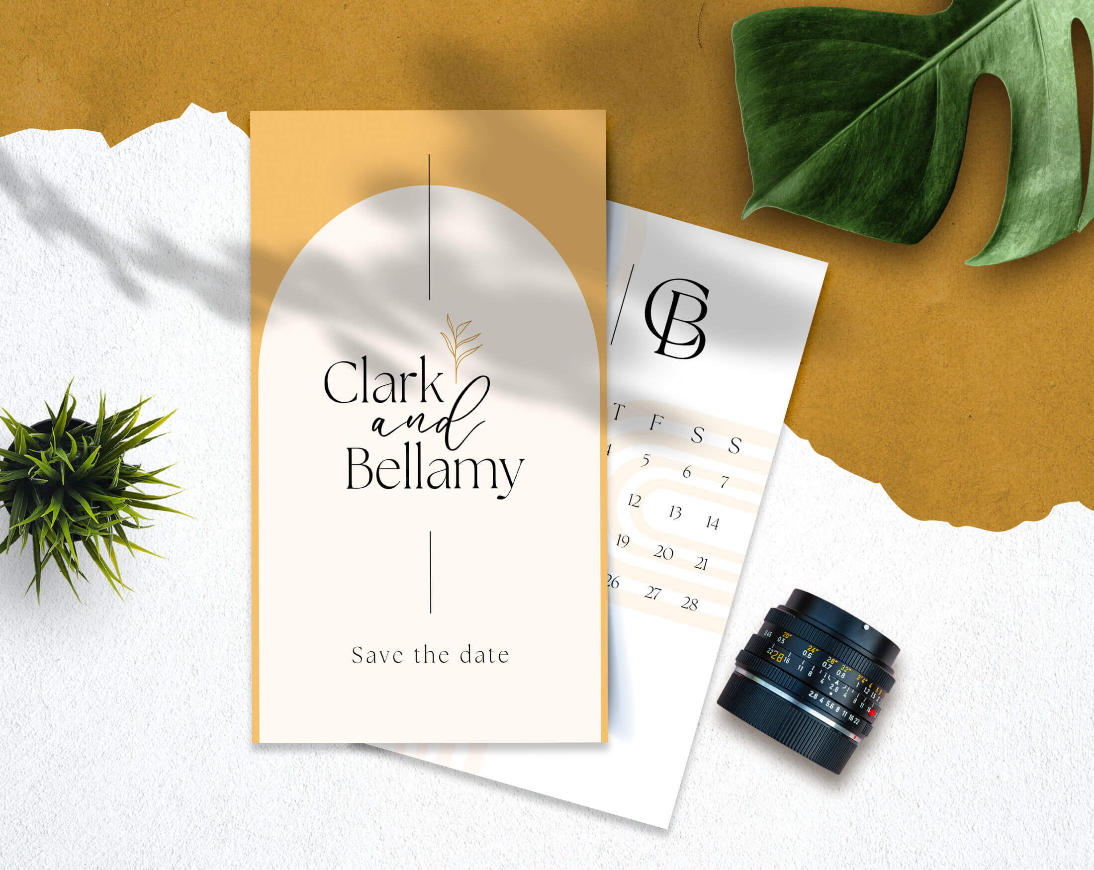 Gold Arch Calendar Save The Date Card Template | Digital Products with ...