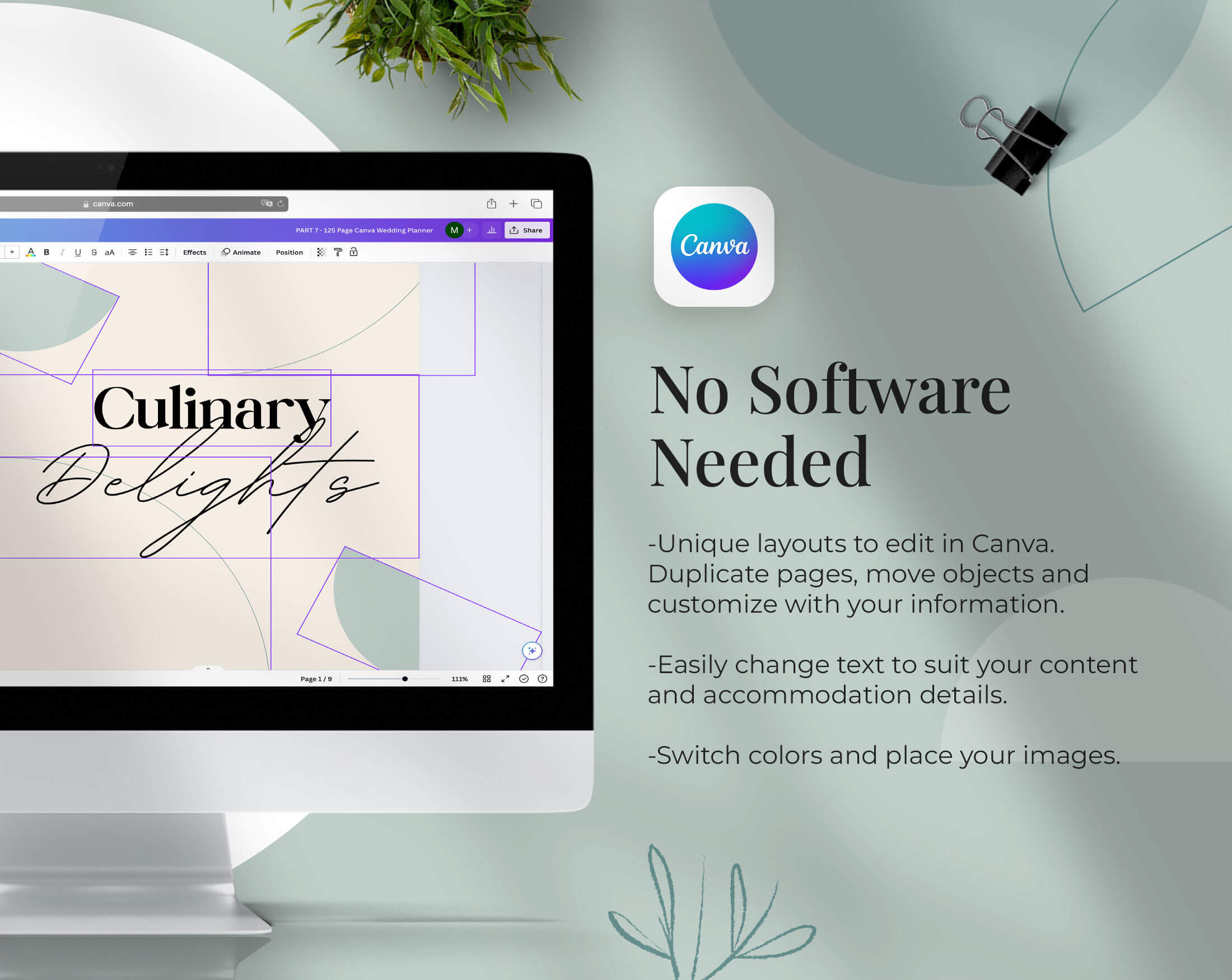 Culinary Delights Wedding Planner Template | Digital Products with ...