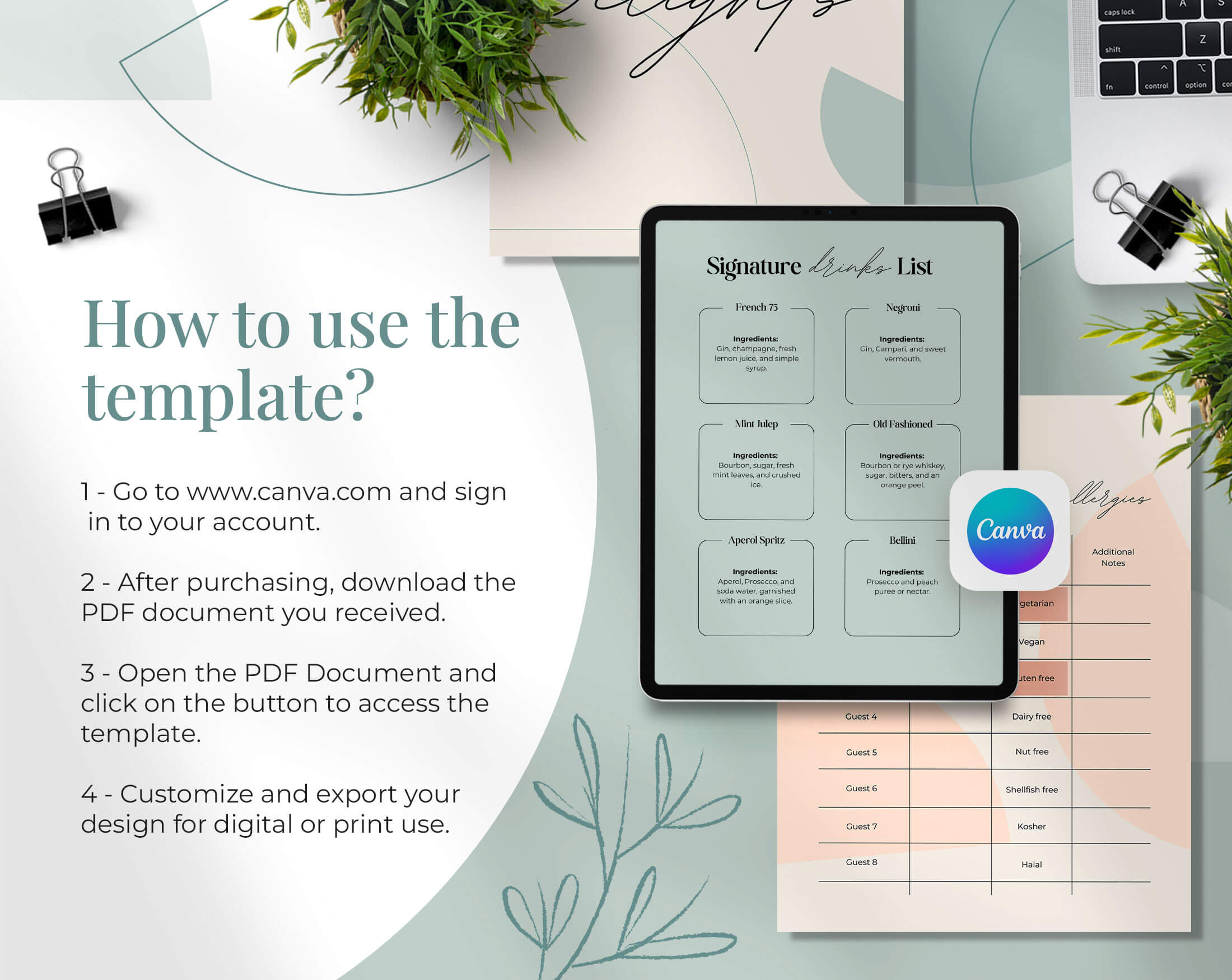 Culinary Delights Wedding Planner Template | Digital Products with ...