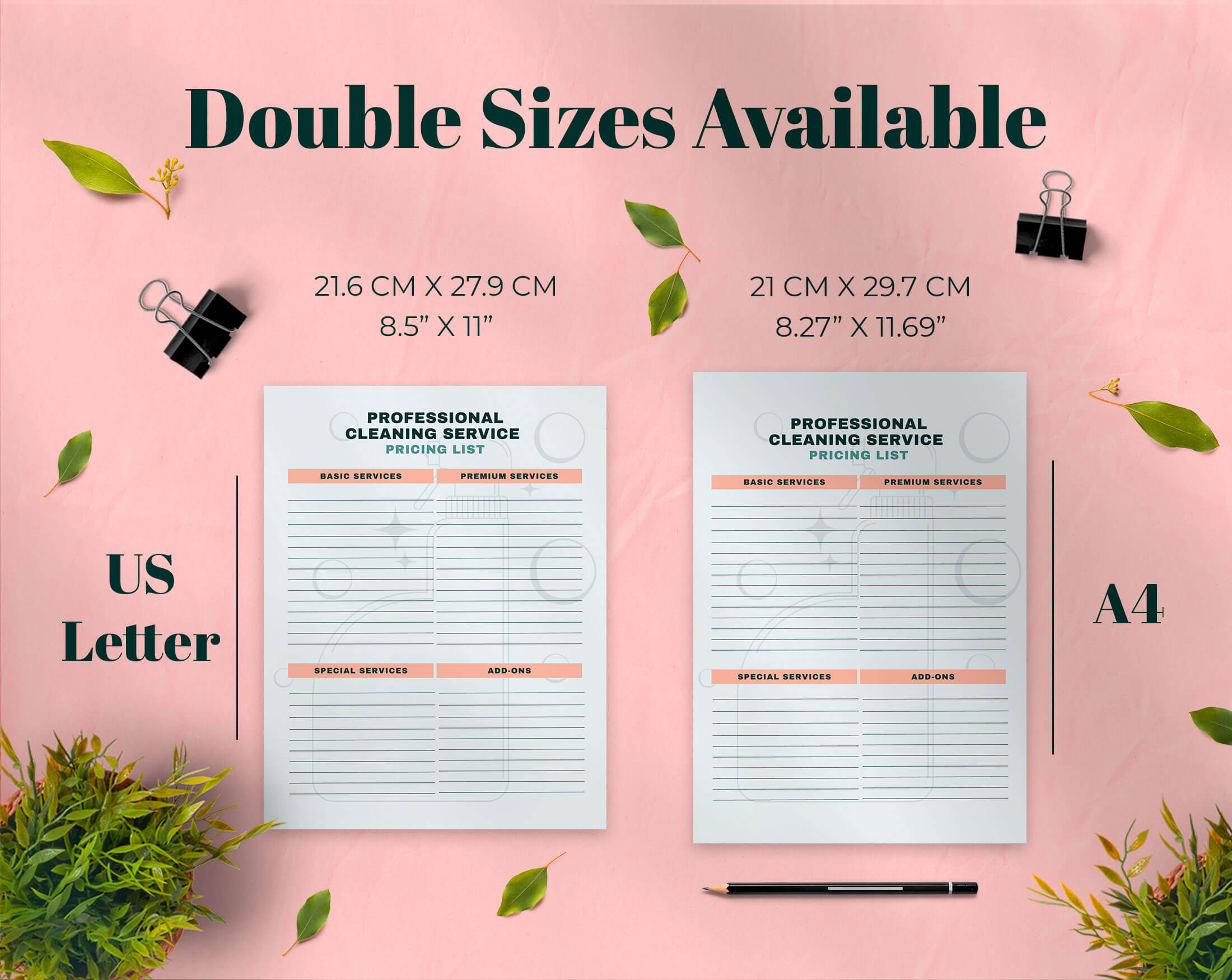 Professional Cleaning Service Pricing List Canva Template | Digital ...