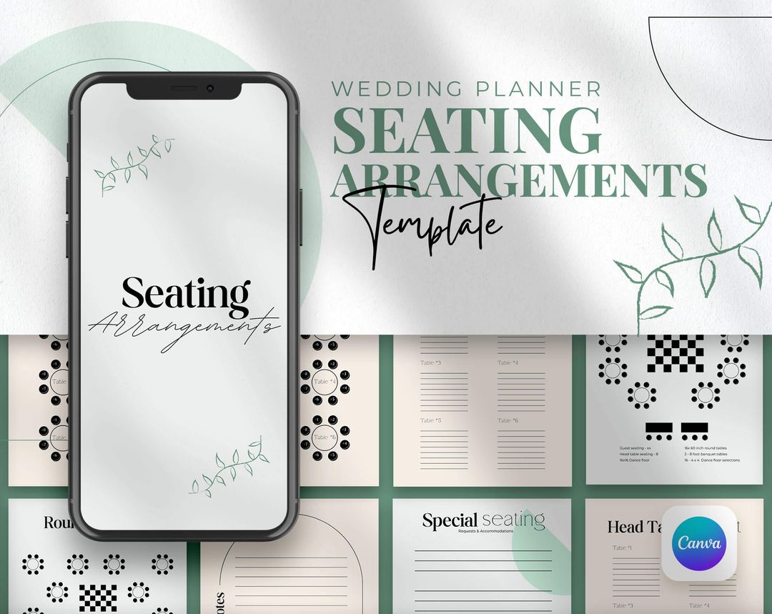 Seating Arrangements Wedding Planner Template | Digital Products with ...