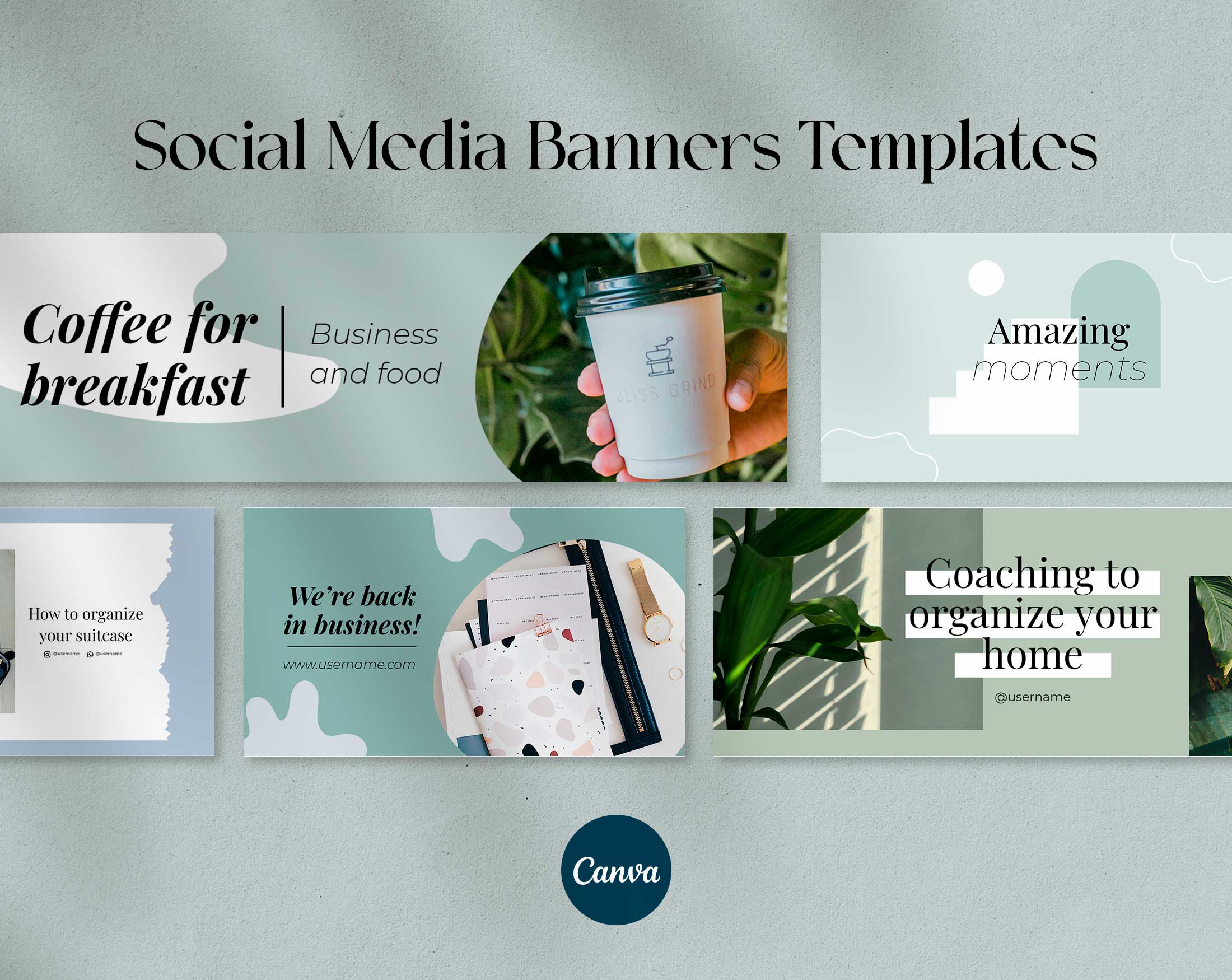 Online Coaching Templates Arctic Teal Social Media Banners | Digital ...