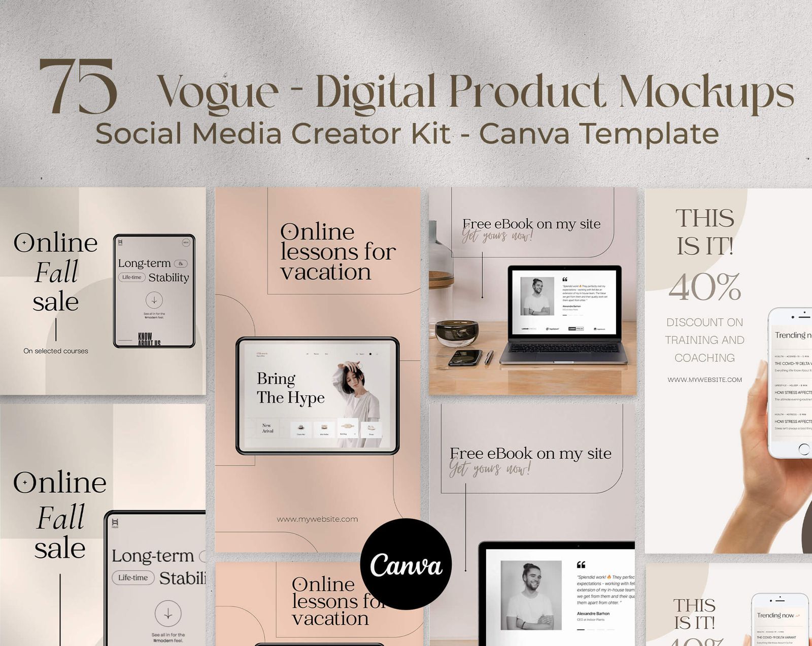 Vogue Sales & Promotion Posts Social Media Creator Kit Canva Template ...
