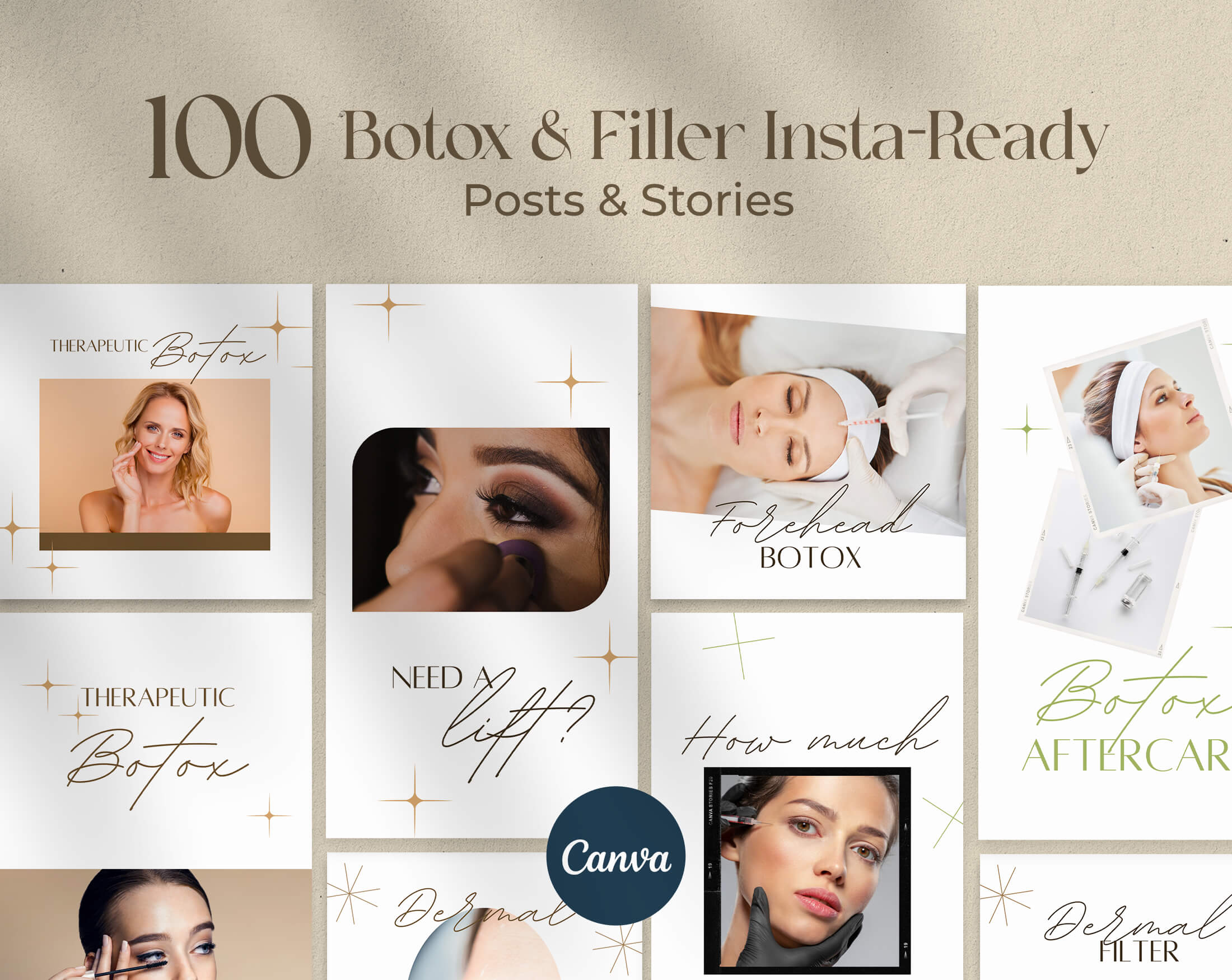 100 Botox & Filler Insta-Ready Canva Templates | Digital Products with ...