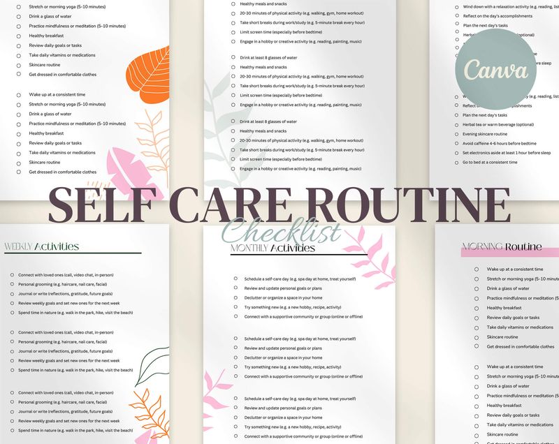 Self Care Routine Checklist Printable Canva Template | Digital Products ... Self Care Routine Checklist Printable Canva Template | Digital Products ...