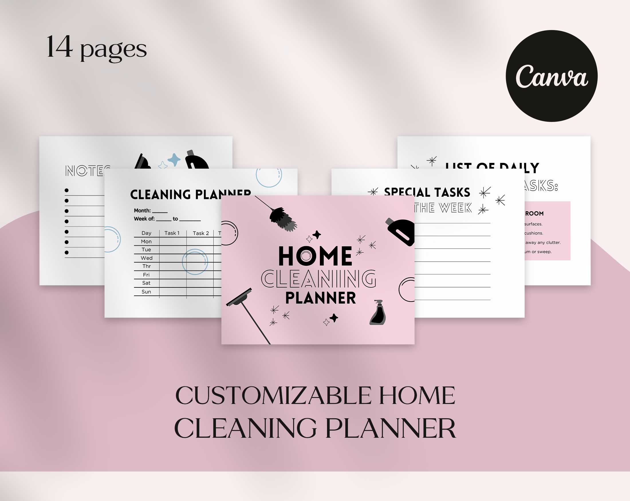 Customizable Home Cleaning Planner Canva Template | Digital Products with Reselling Rights (PLR)
