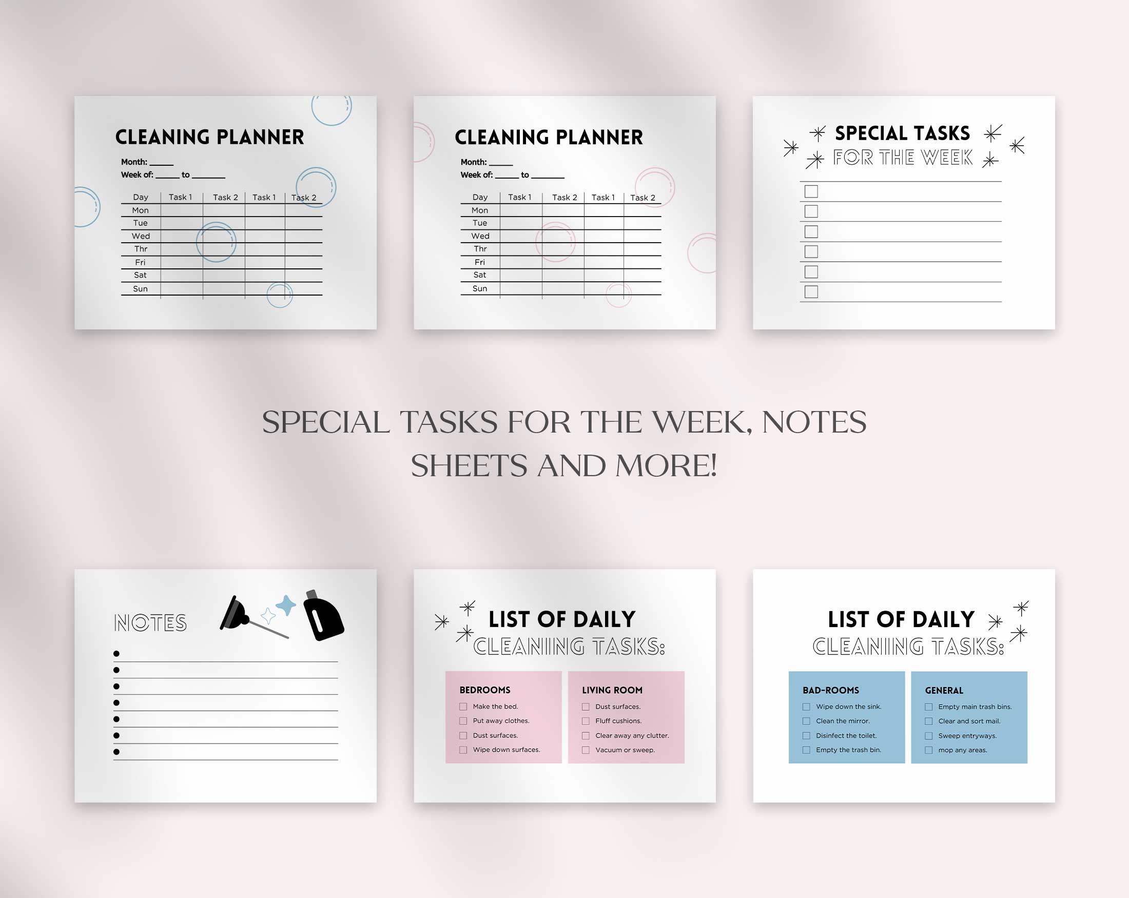 Customizable Home Cleaning Planner Canva Template | Digital Products ...