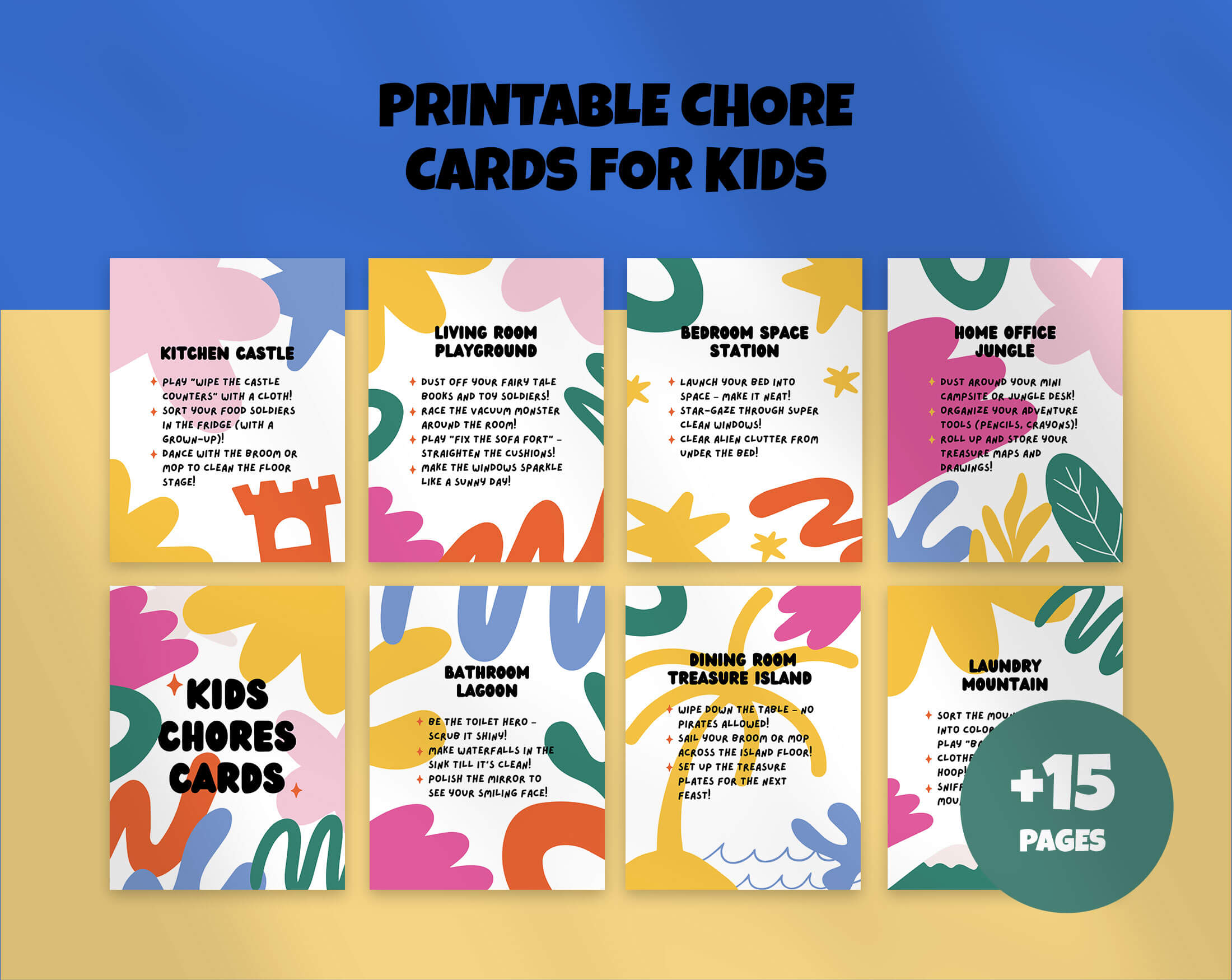Kids Chores Cards Printable Canva Template | Digital Products with ...
