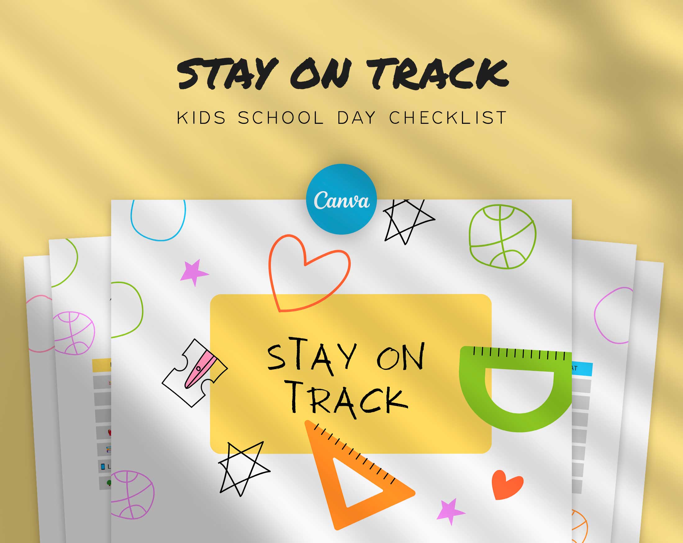 Stay on Track! Kids School Day Checklist Printable Canva Template ...