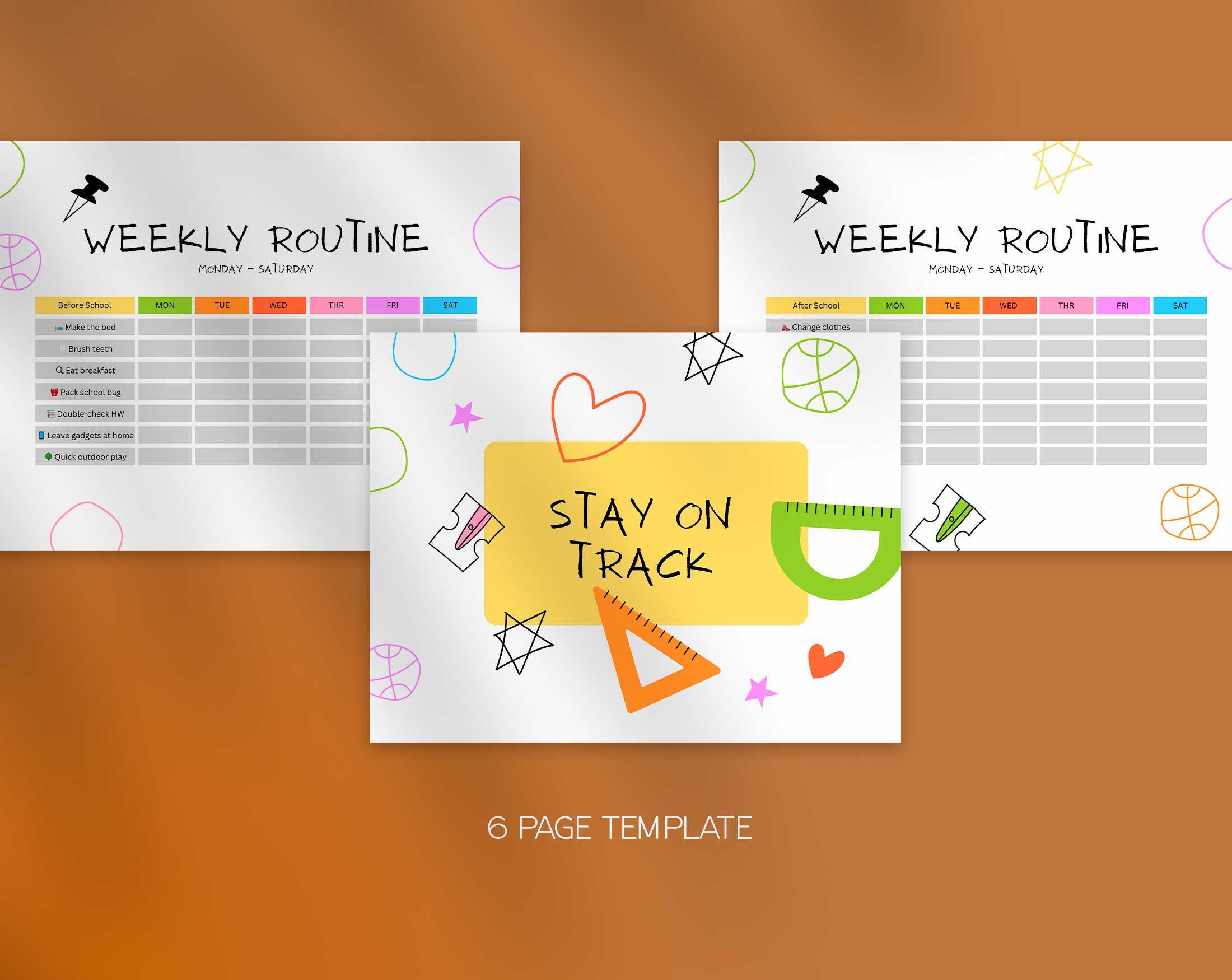 Stay on Track! Kids School Day Checklist Printable Canva Template ...