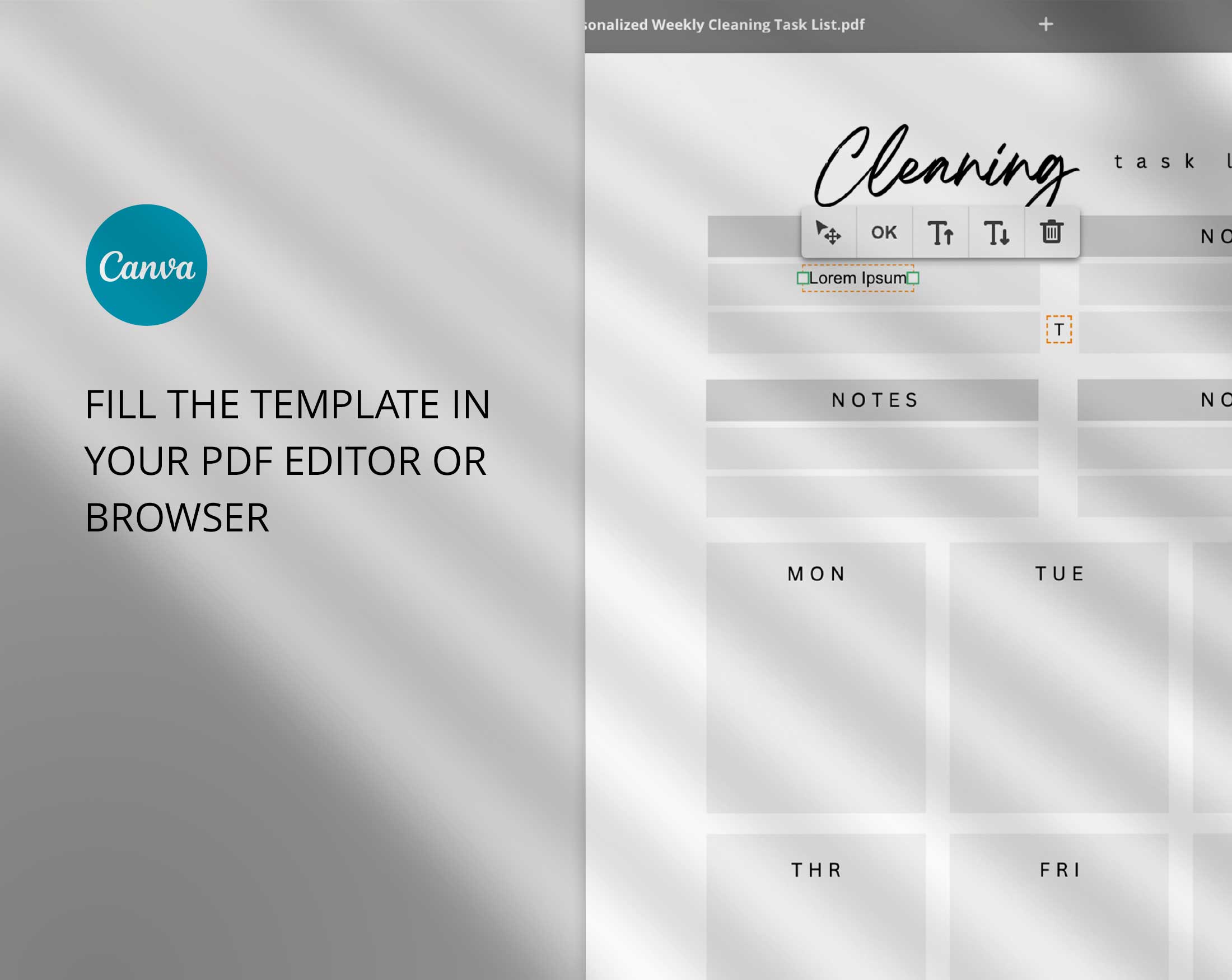 Personalized Weekly Cleaning Task List Canva Template | Digital ...
