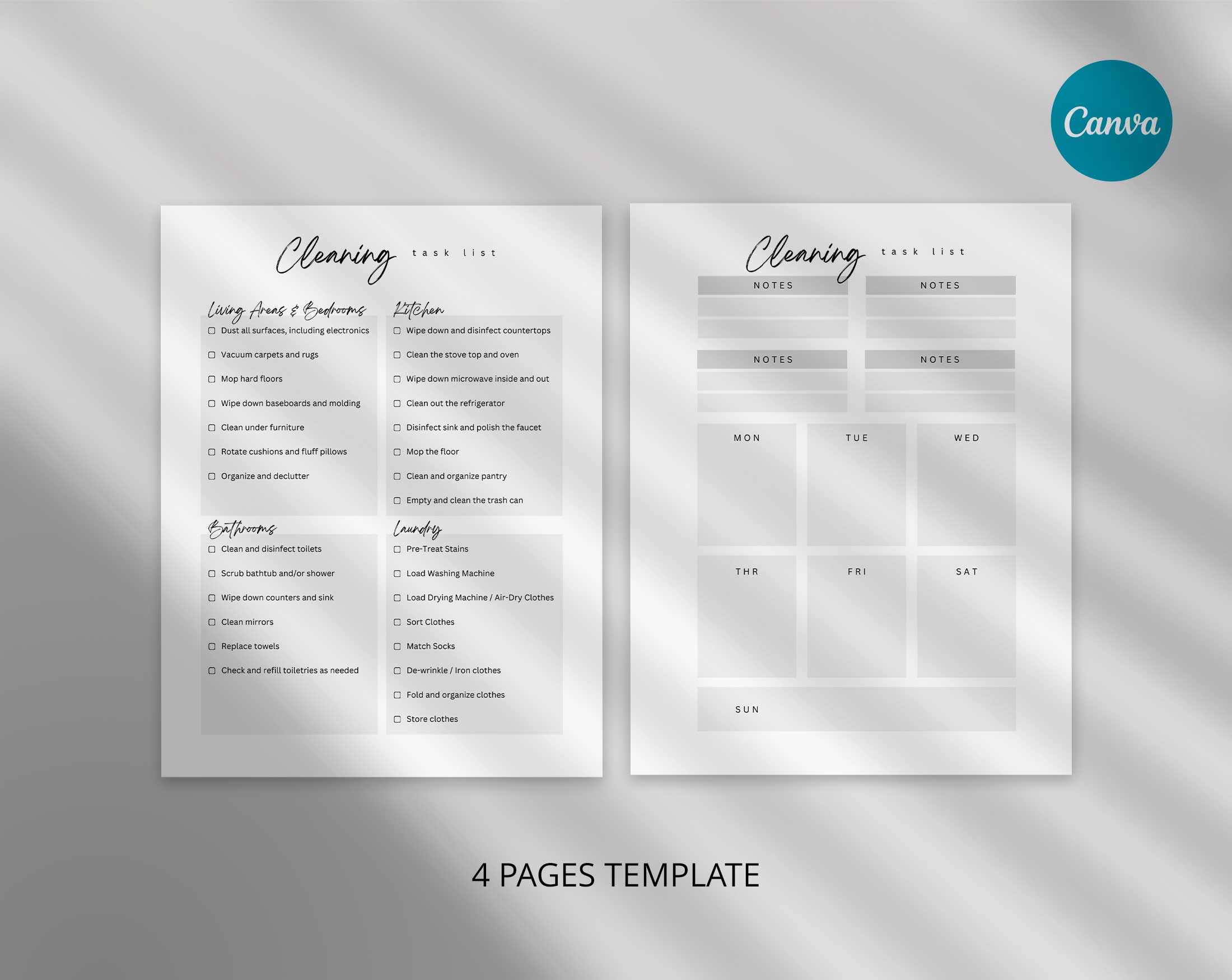 Personalized Weekly Cleaning Task List Canva Template | Digital ...