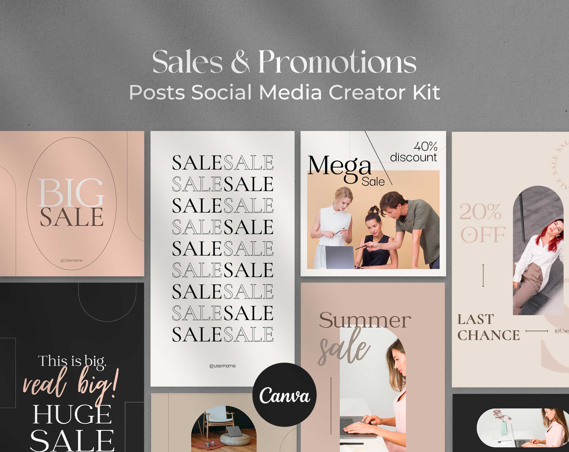 Vogue Sales & Promotion Posts Social Media Creator Kit Canva Template ...